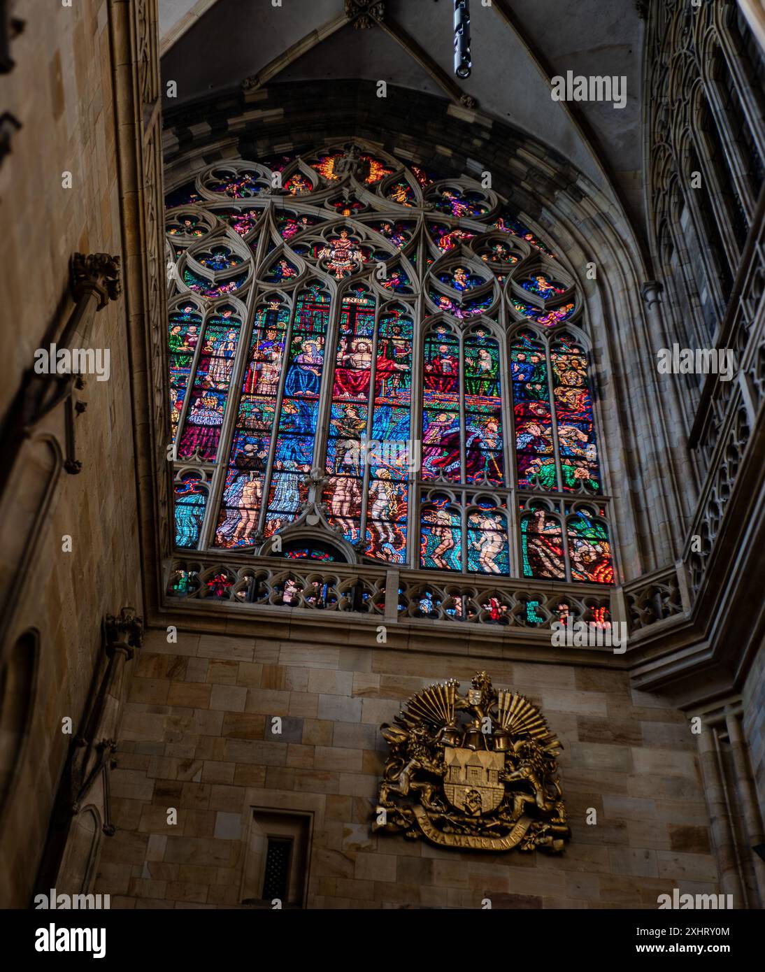 Large stained glass window at St. Vitus Cathedral, Prague, Czech ...