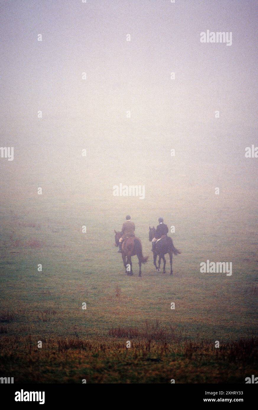 FOGGY MISTY VIEW OF FOX HUNTING ON HORSEBACK, CHESHIRE FOXHOUNDS ...