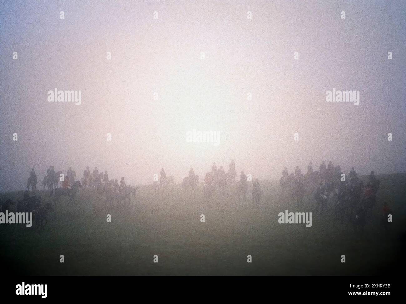 FOGGY MISTY VIEW OF FOX HUNTING ON HORSEBACK, CHESHIRE FOXHOUNDS ...