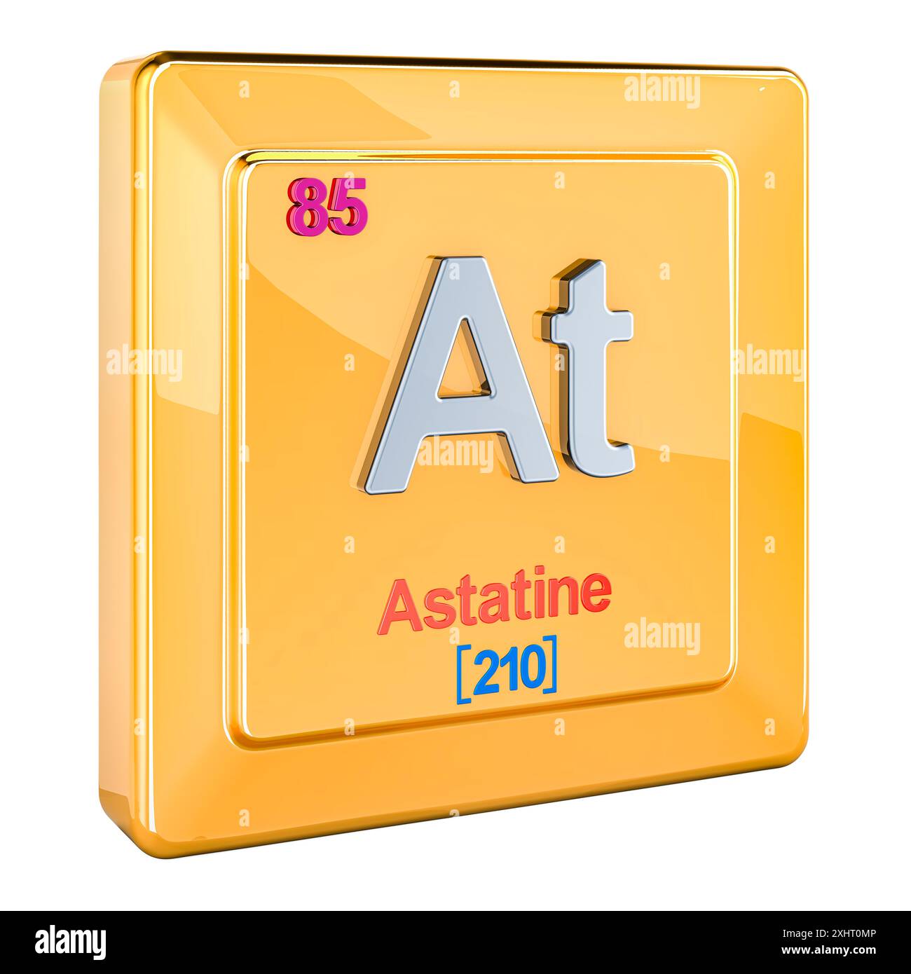Astatine At, chemical element sign with number 85 in periodic table. 3D ...