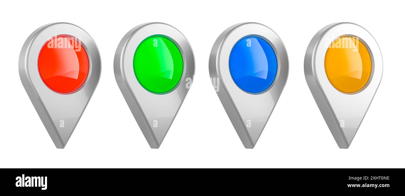 Set of colored map pointers, 3D rendering isolated on white background Stock Photo - Alamy