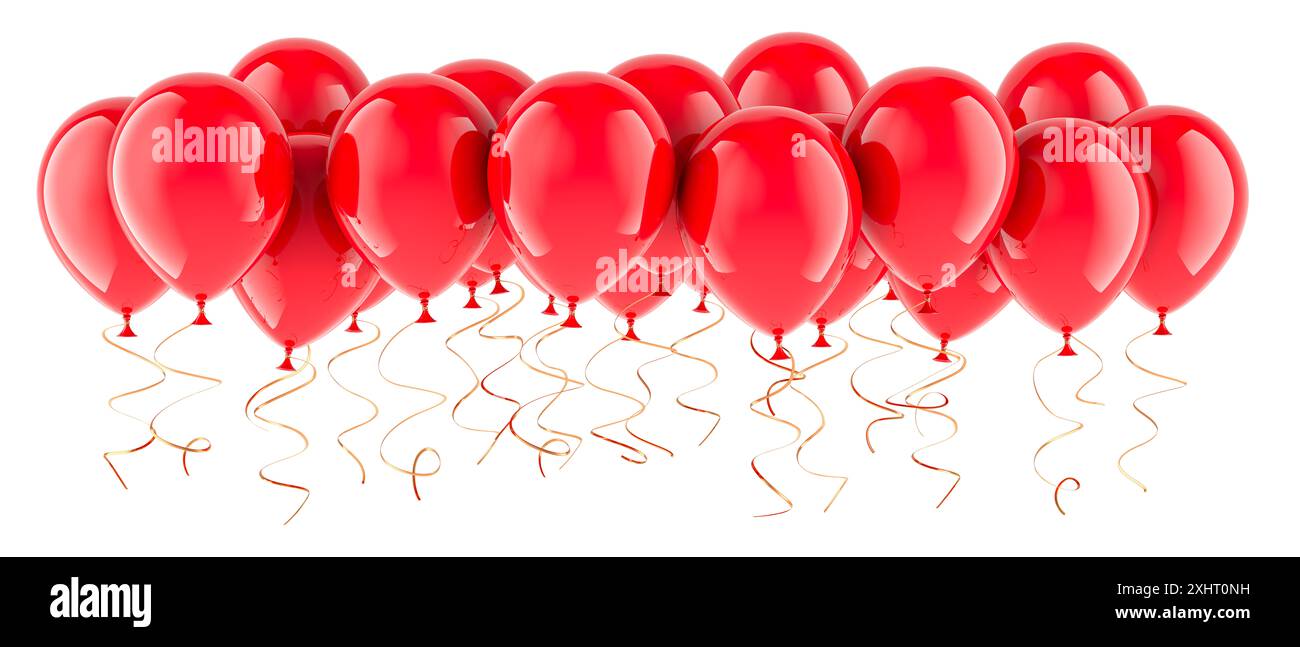 Red party balloons, 3D rendering isolated on white background Stock ...
