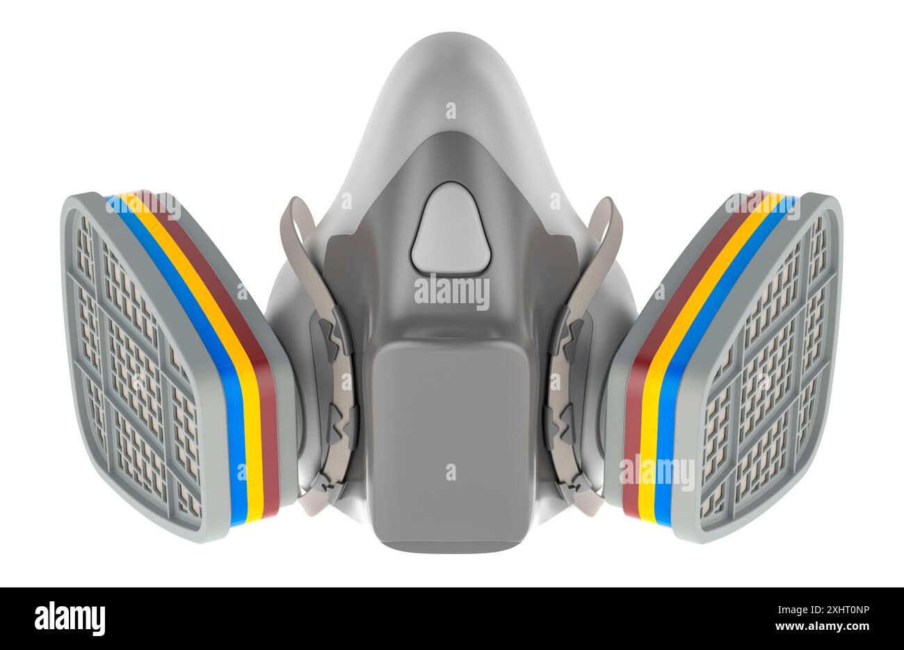 Respirator, front view. Reusable Half Face Cover, 3D rendering isolated ...