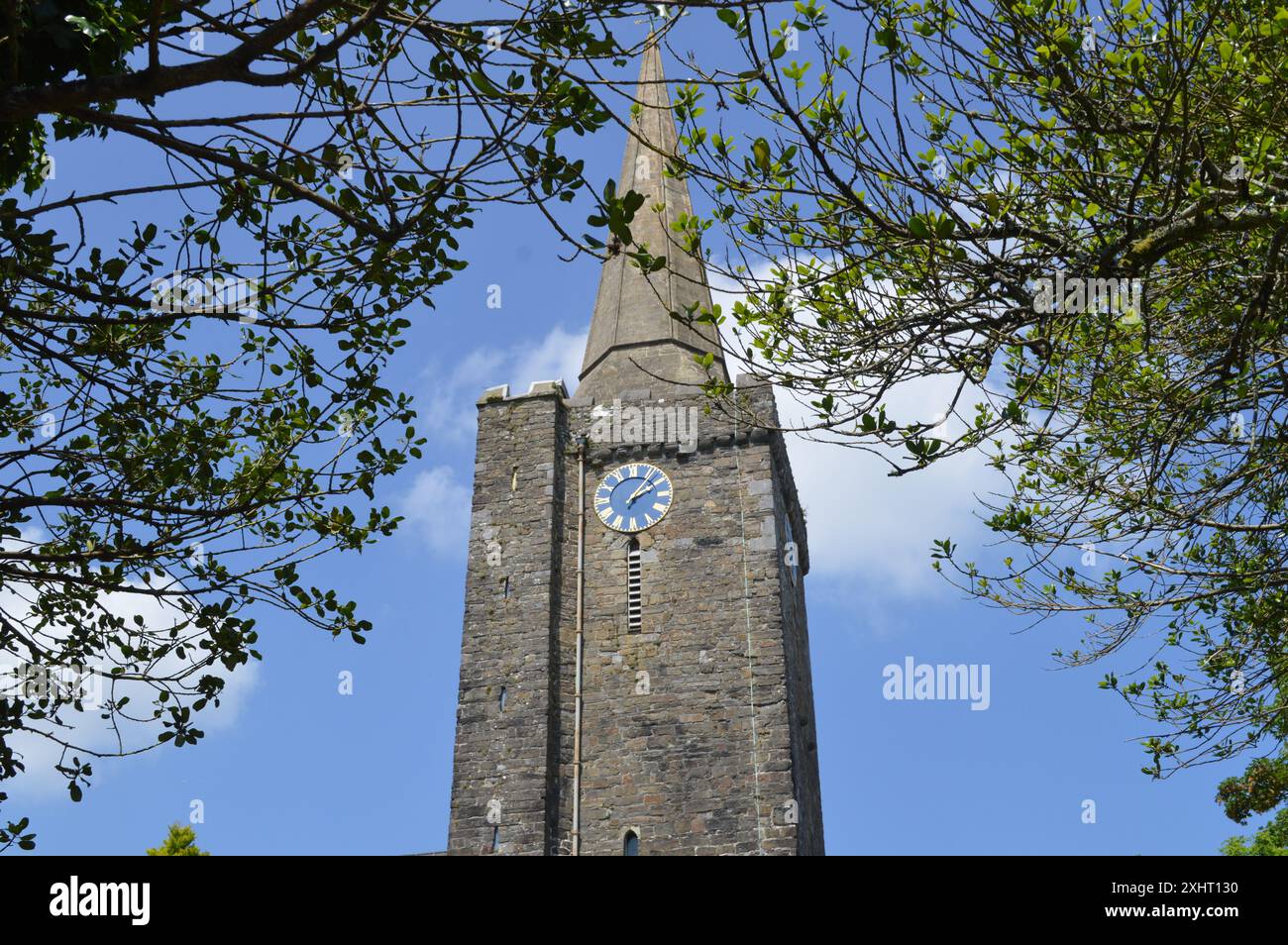 Tower and Spire of St Mary's Church in Tenby. Pembrokeshire, Wales ...