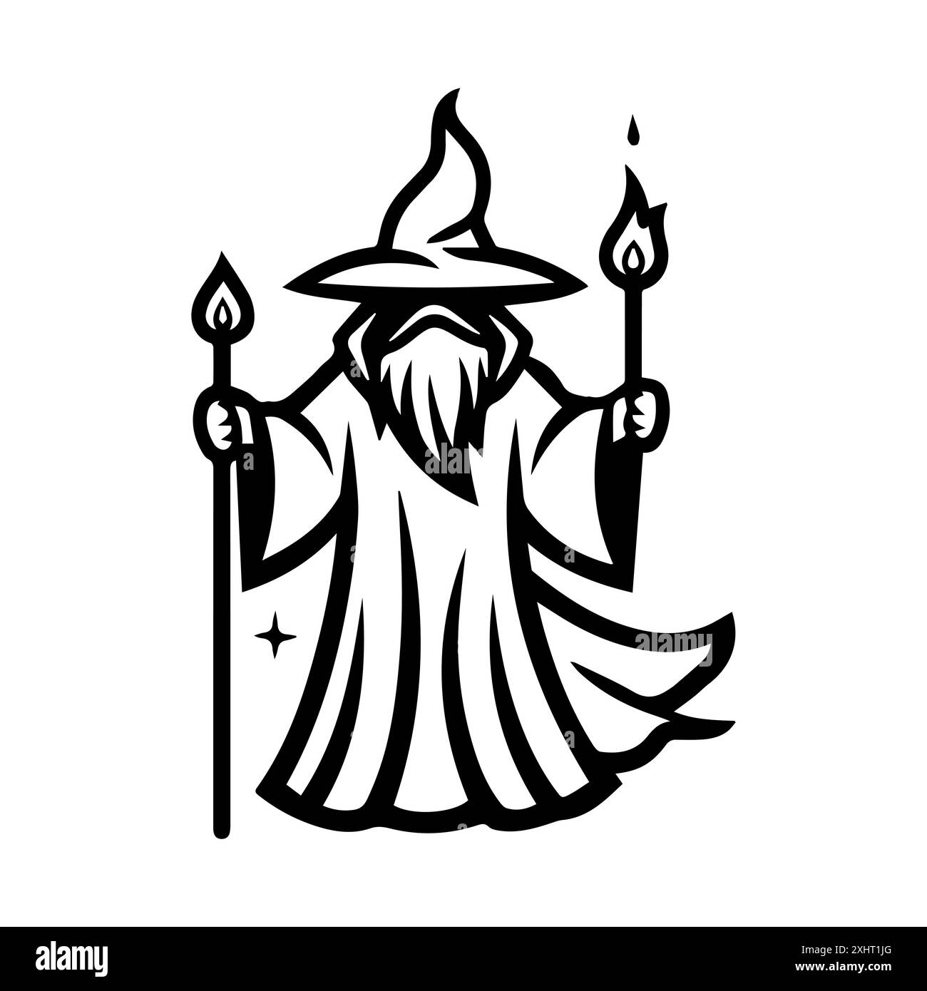 Old man white beard staff Black and White Stock Photos & Images - Alamy