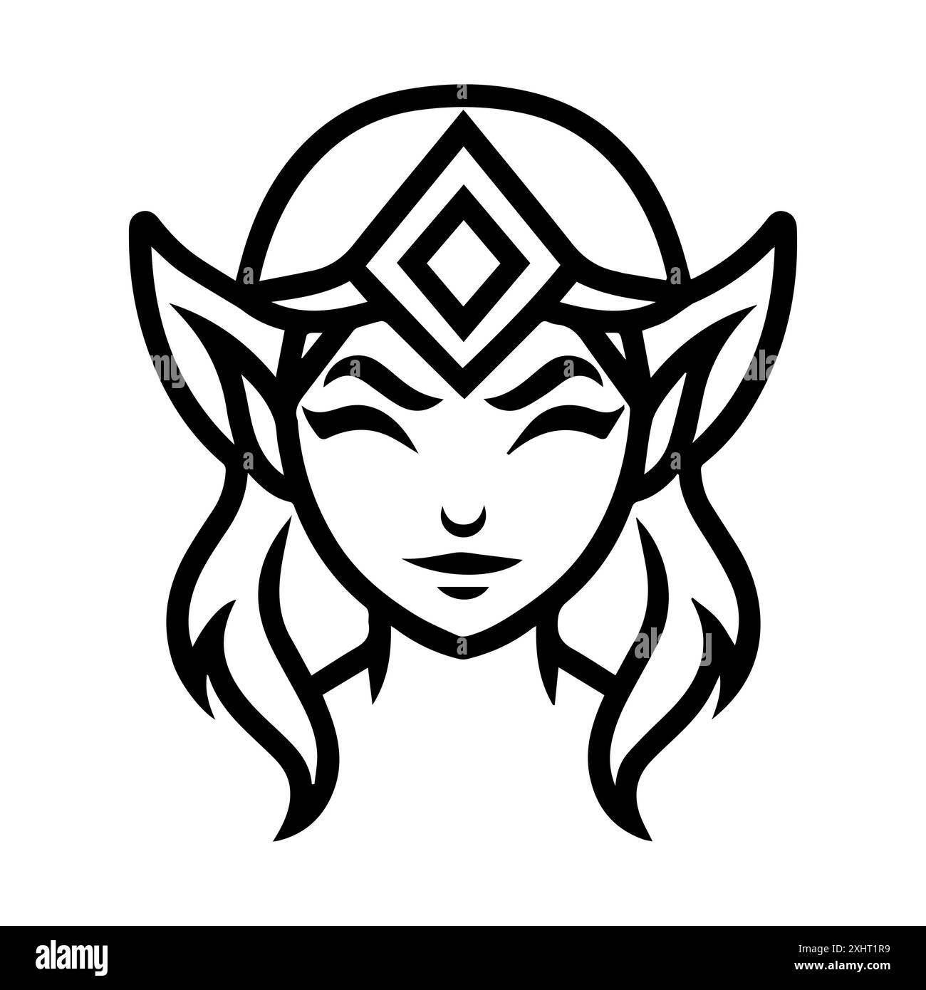 Elf icon or modern line symbol. Vector line art and icon design with ...