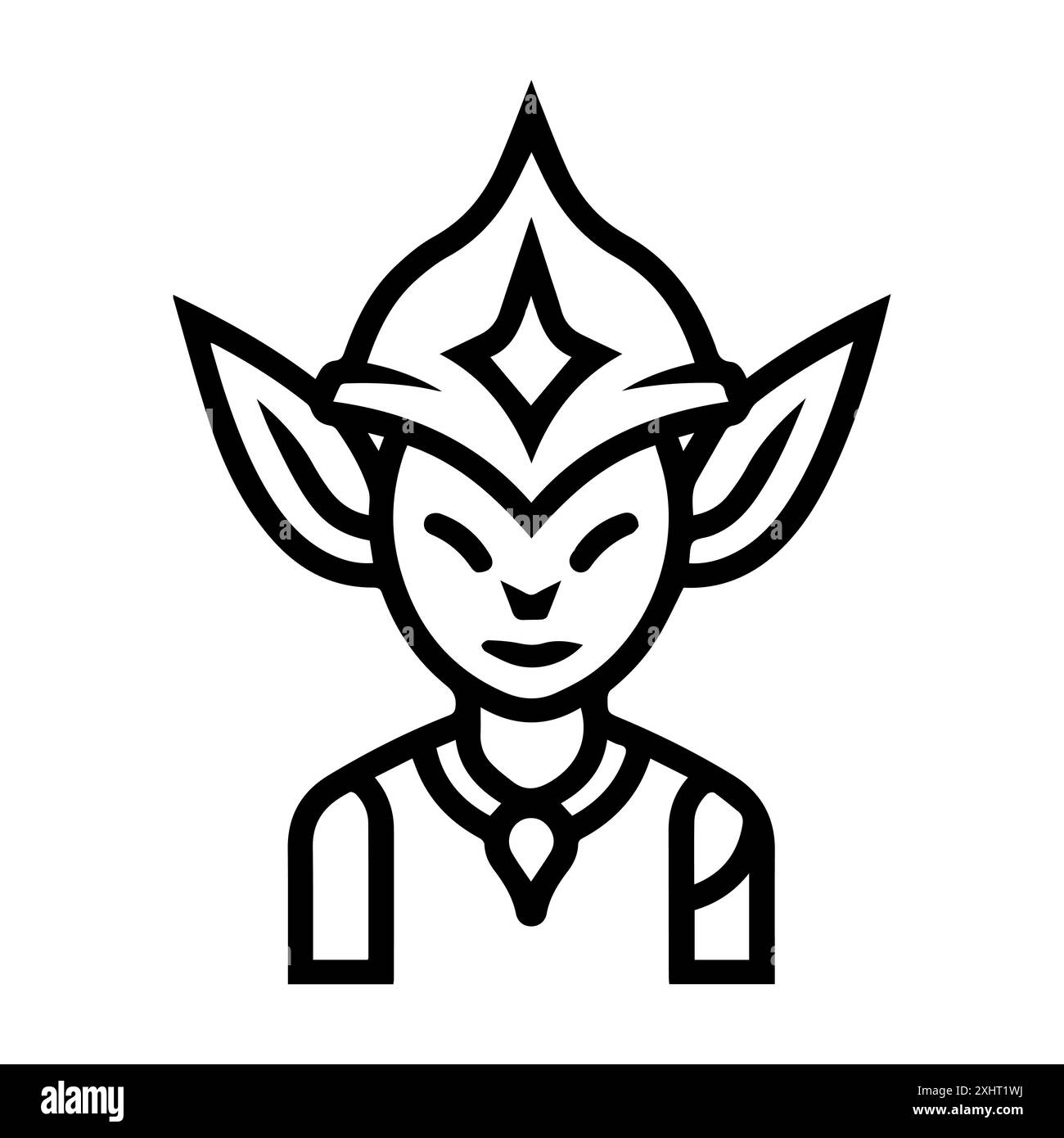 Elf icon or modern line symbol. Vector line art and icon design with ...