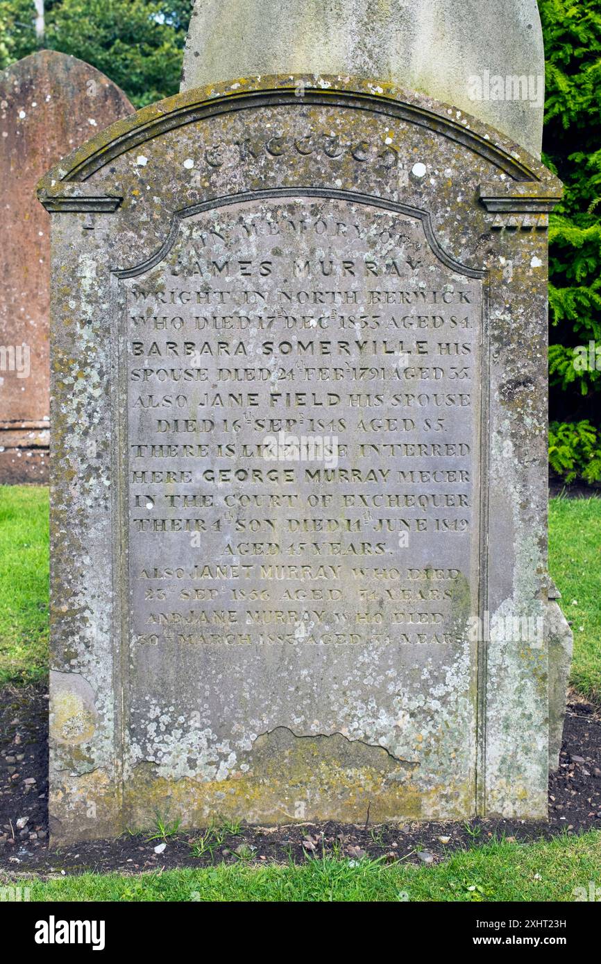 Gravestone of James Murray, Barbara Somerville, Jane Field and family ...