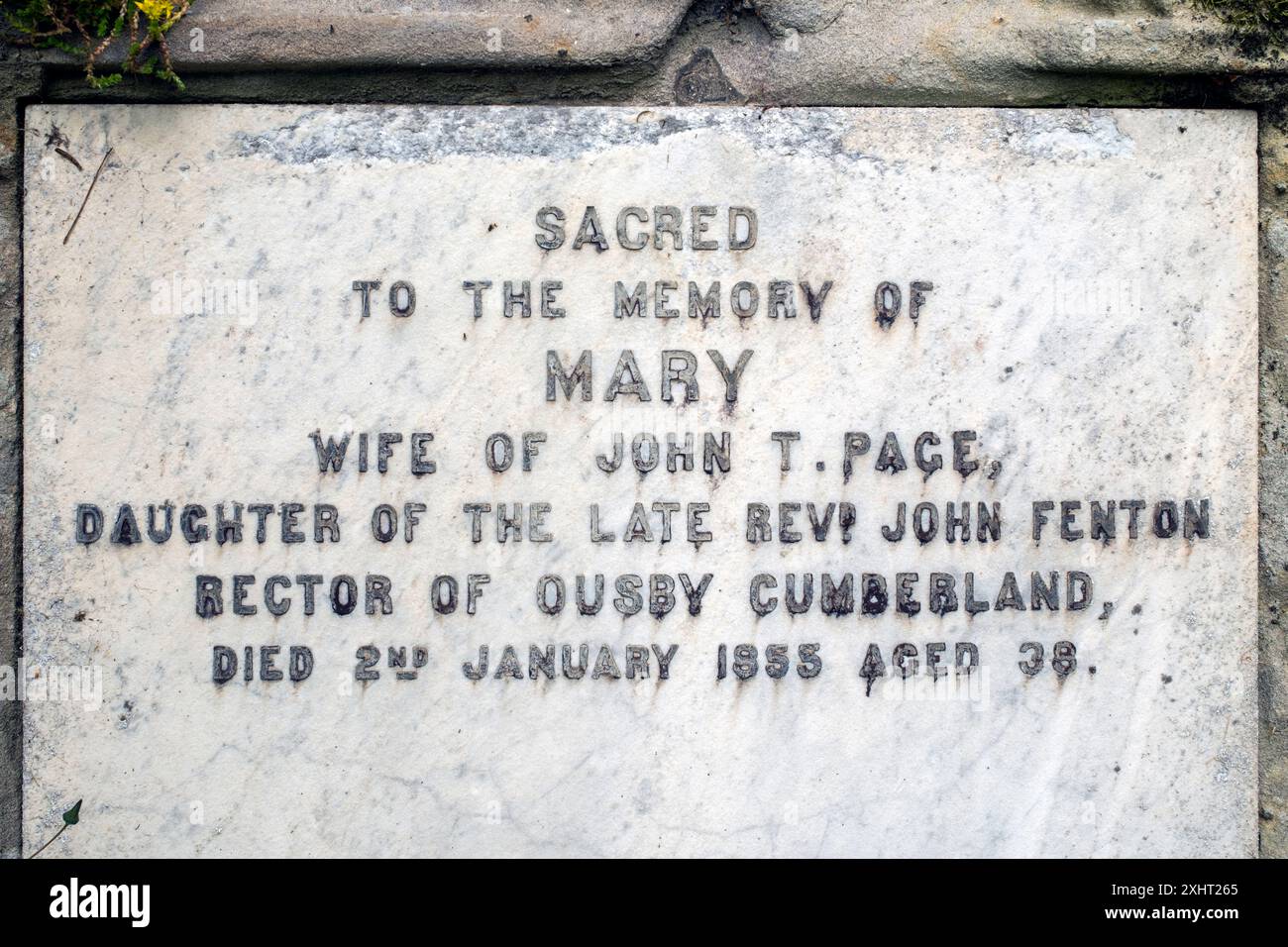 Gravestone of Mary Page, nee Fenton, North Berwick, East Lothian, UK ...