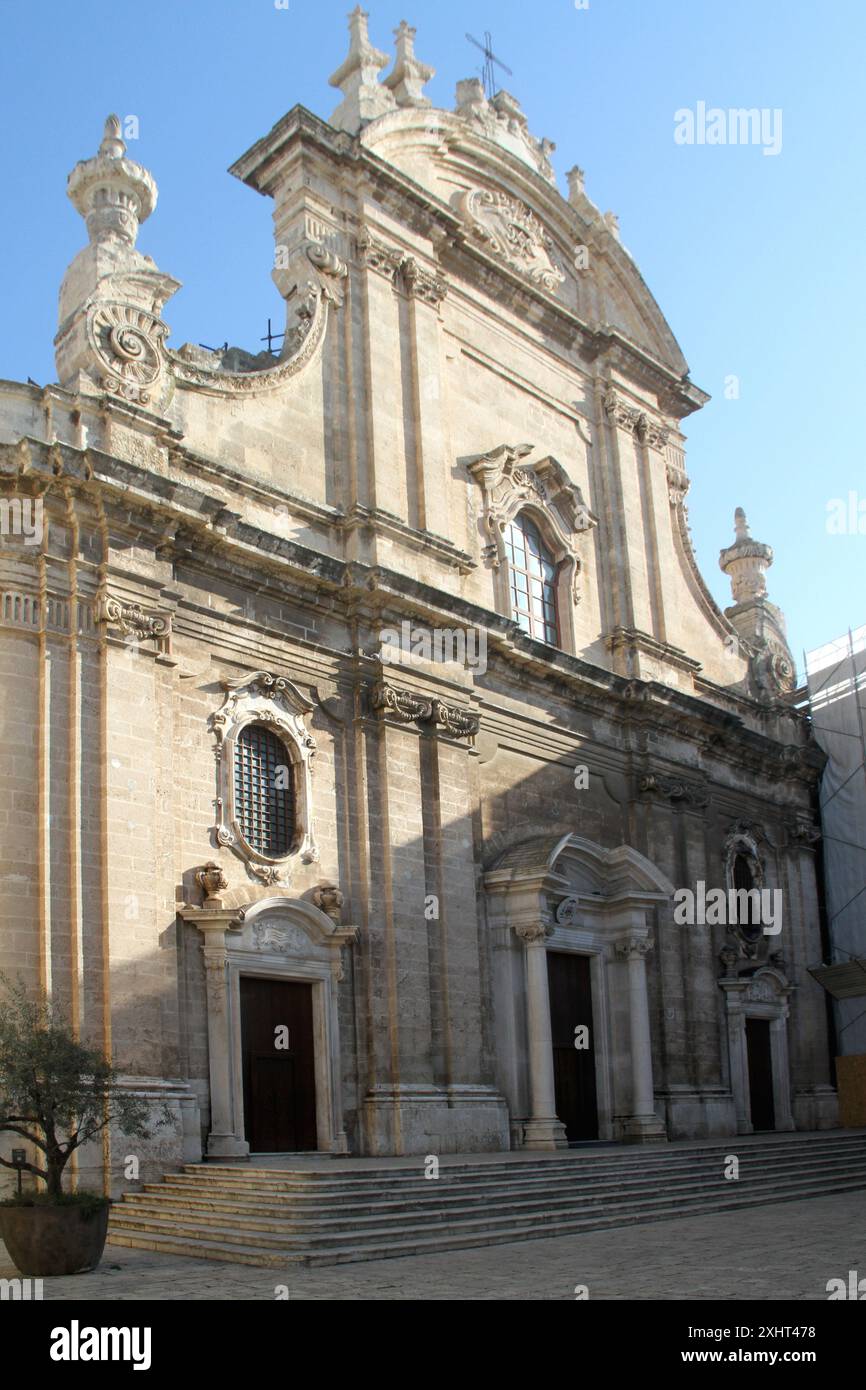 Monopoli, Italy. Exterior view of the medieval Roman Catholic Cathedral ...