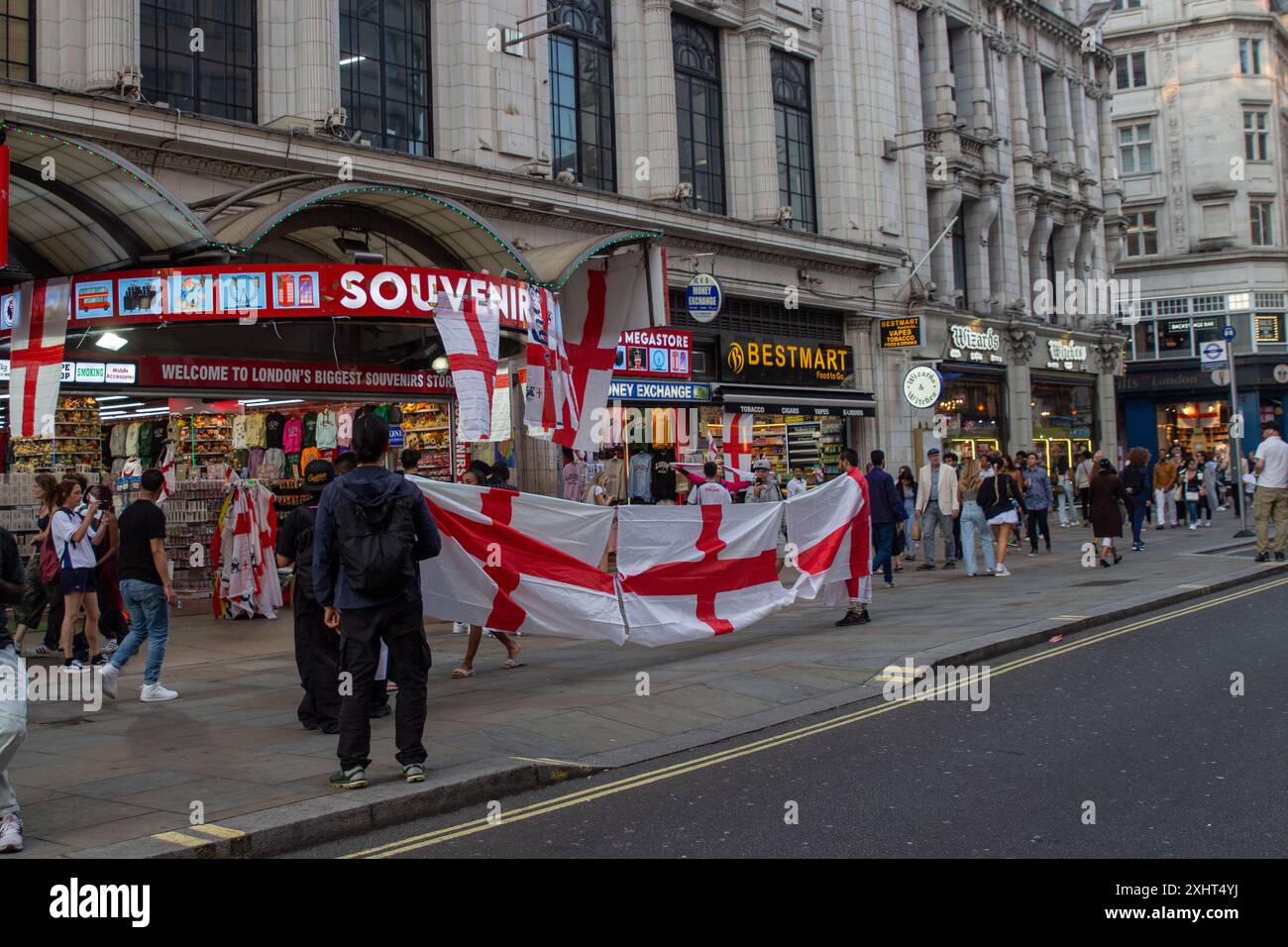 England fans in Central London during the Euro Cup Finals. Trafalgar ...