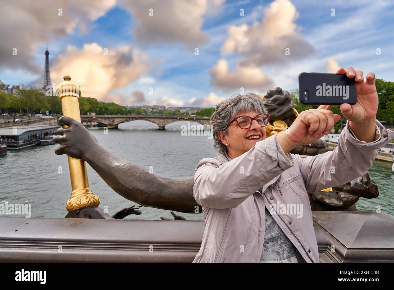 Pont Alexandre III, Sena River, Eiffel tower, Paris, France Stock Photo ...