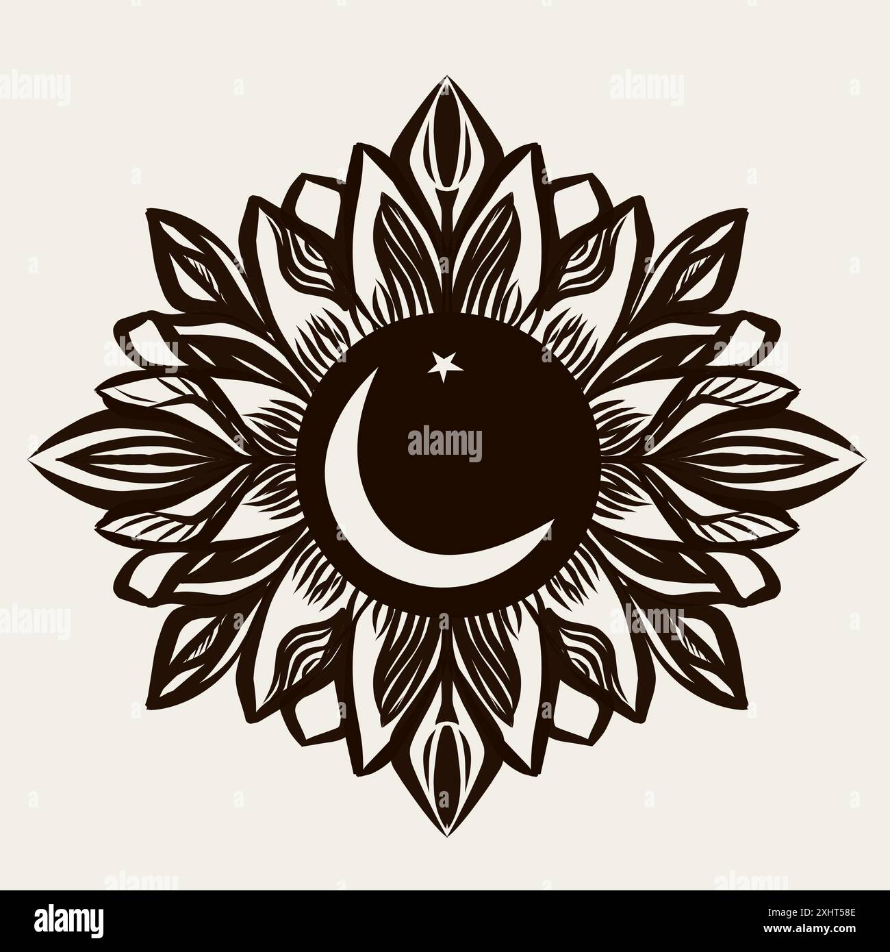 Round lotus illustration. A plant that conveys harmony and tranquility ...