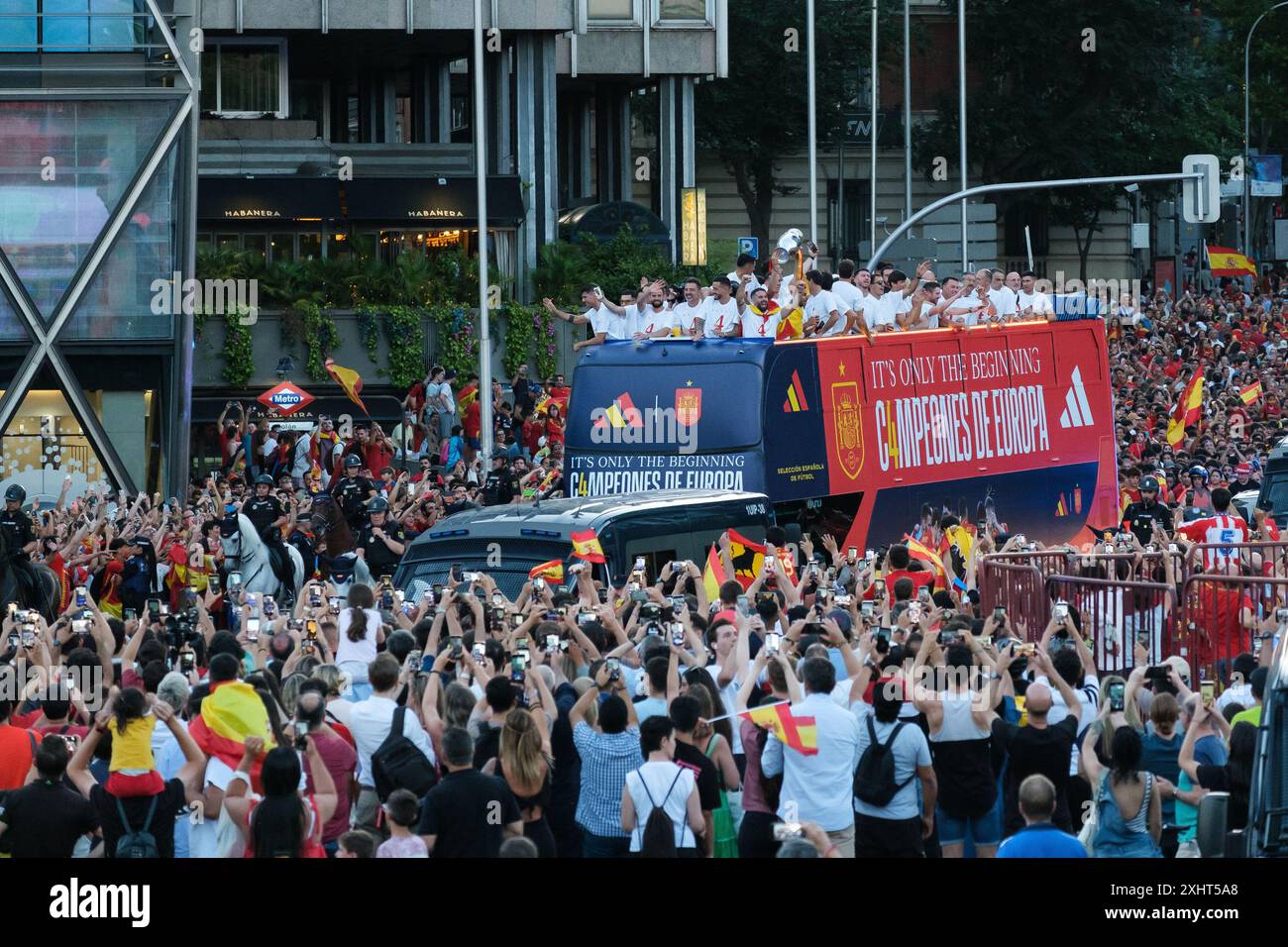 The players of the Spanish soccer team during the celebration with ...