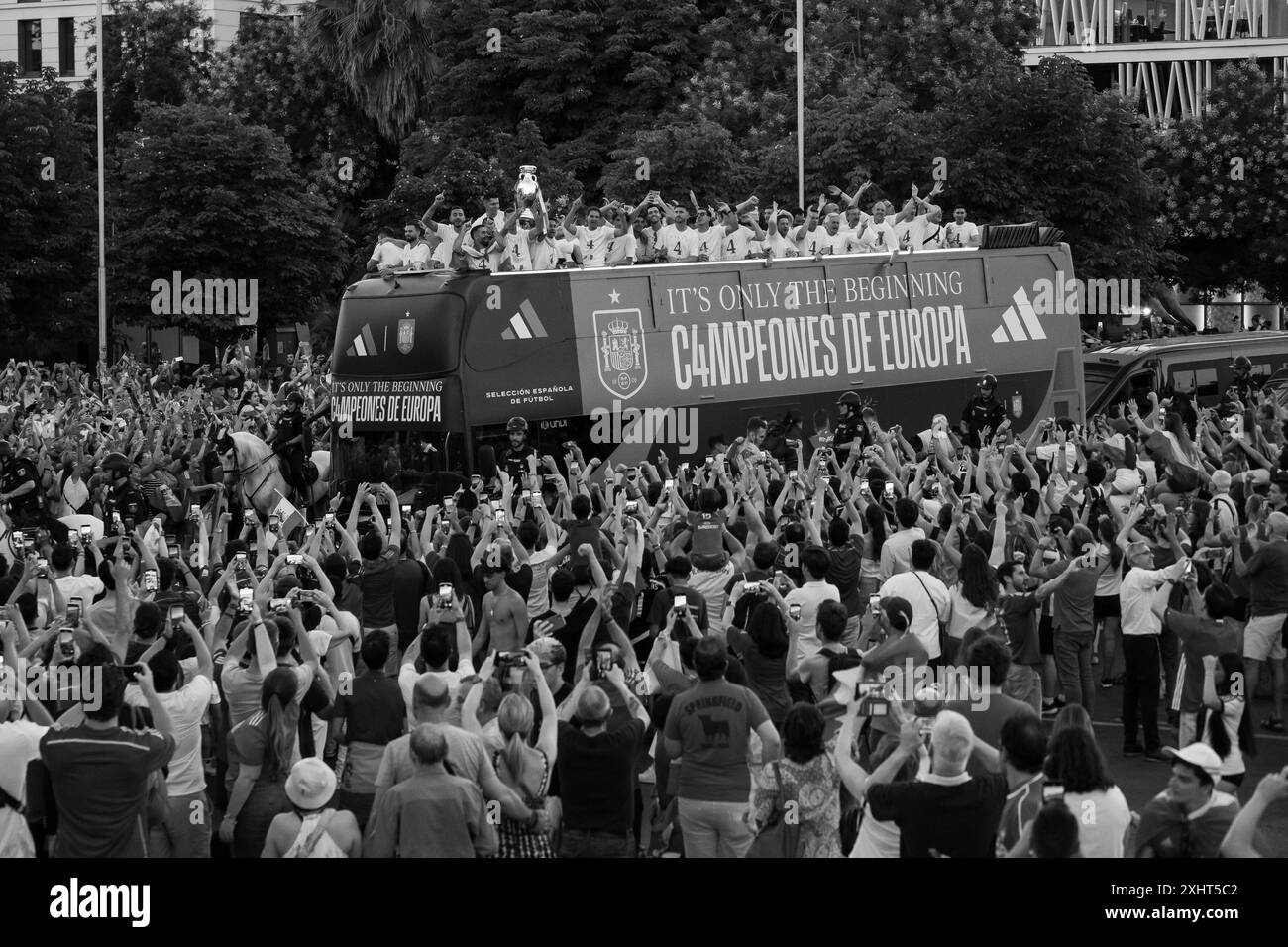 The players of the Spanish soccer team during the celebration with ...