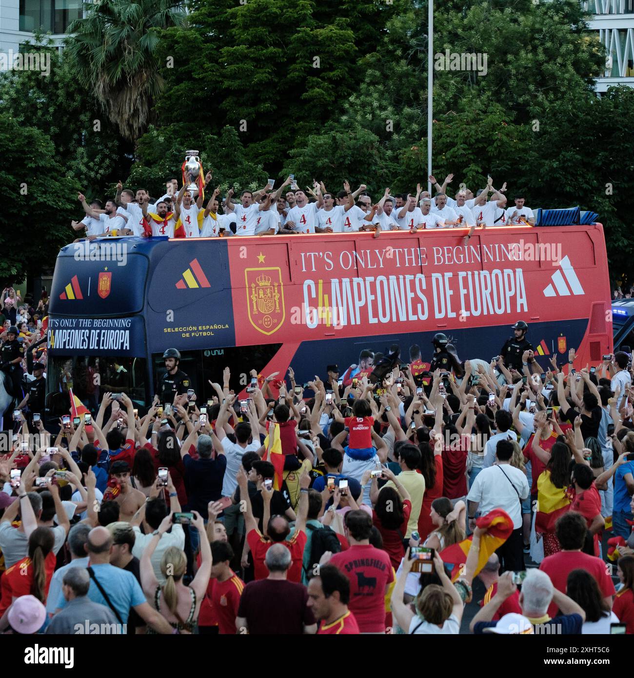 The players of the Spanish soccer team during the celebration with ...