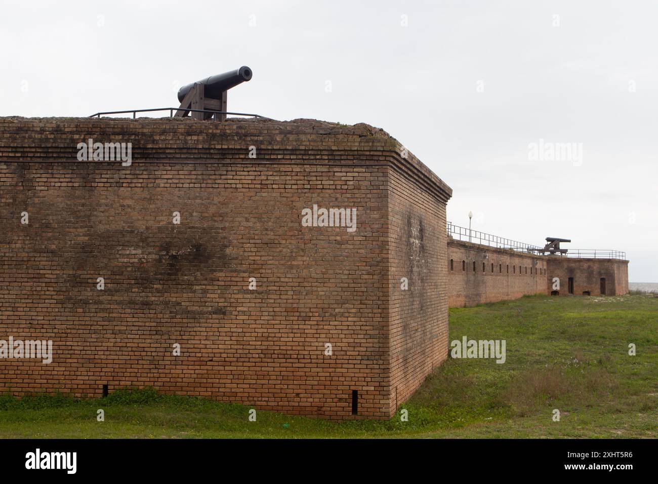 Cannon on rampart, Fort Gaines, Dauphin Island, AL. Fort played key ...