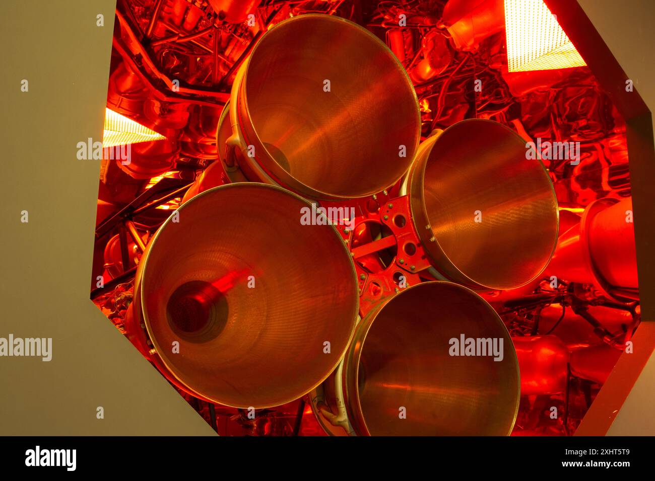 Soviet RD-107 rocket engine, four nozzles distribute the flame and ...