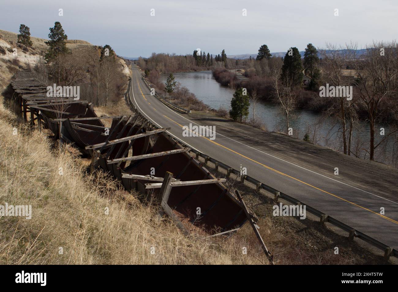 Abandoned Cascade Irrigation Company aqueduct. Aqueduct was damaged by ...