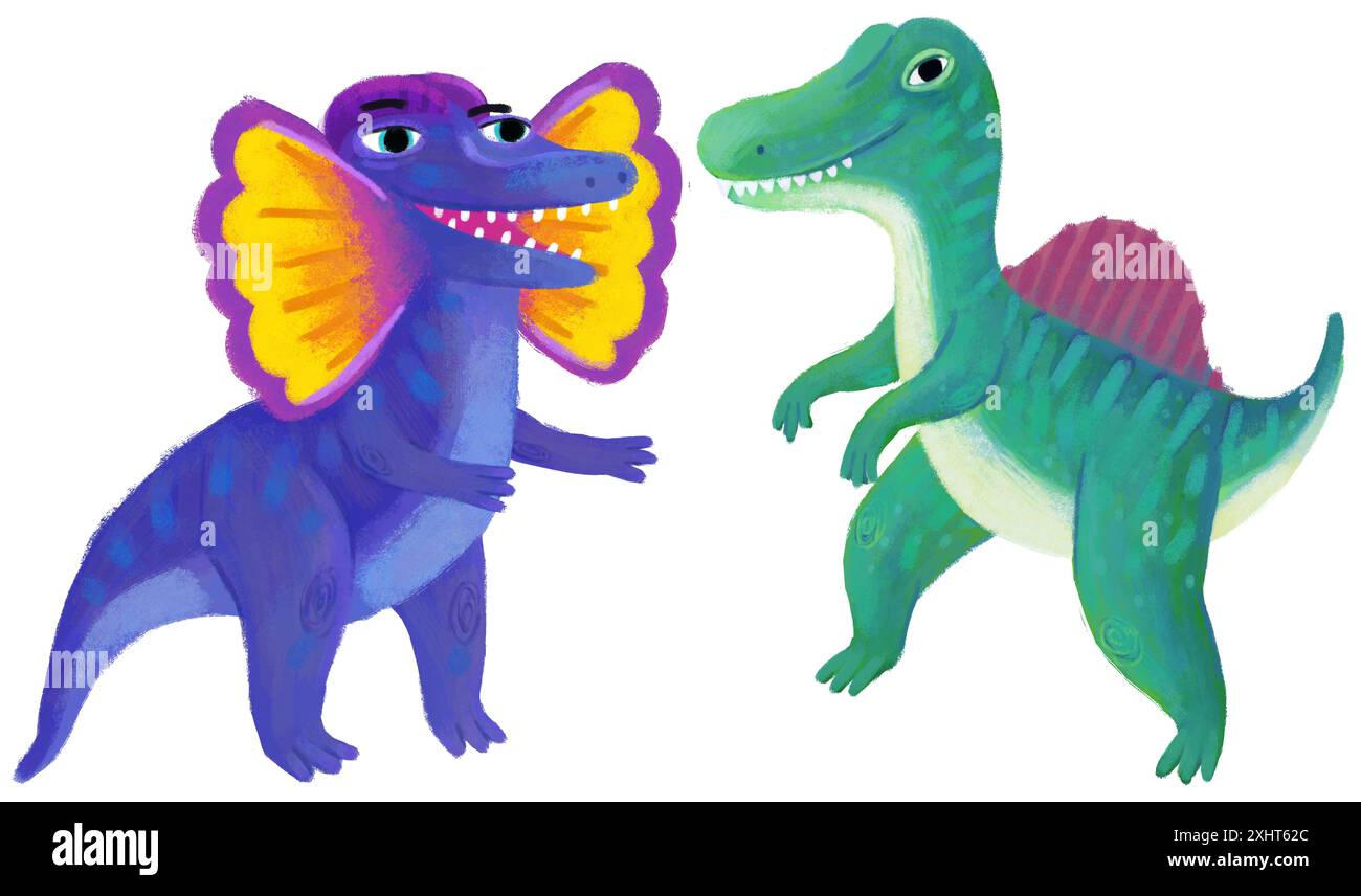 cartoon happy and funny colorful prehistoric dinosaur dino spinosaurus ...