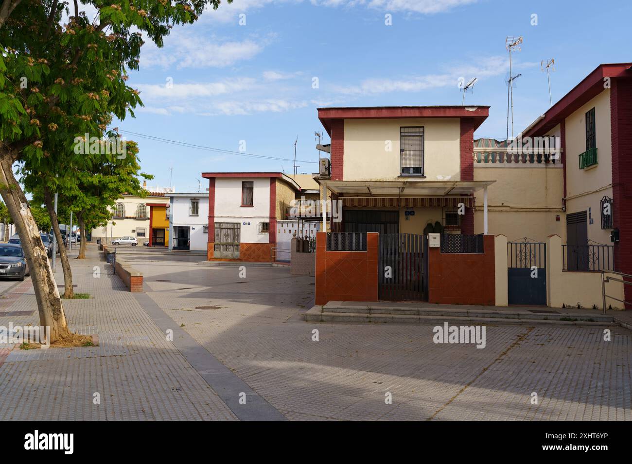 Dos Hermanas, Spain - June 1, 2023: A quaint village square in Spain ...