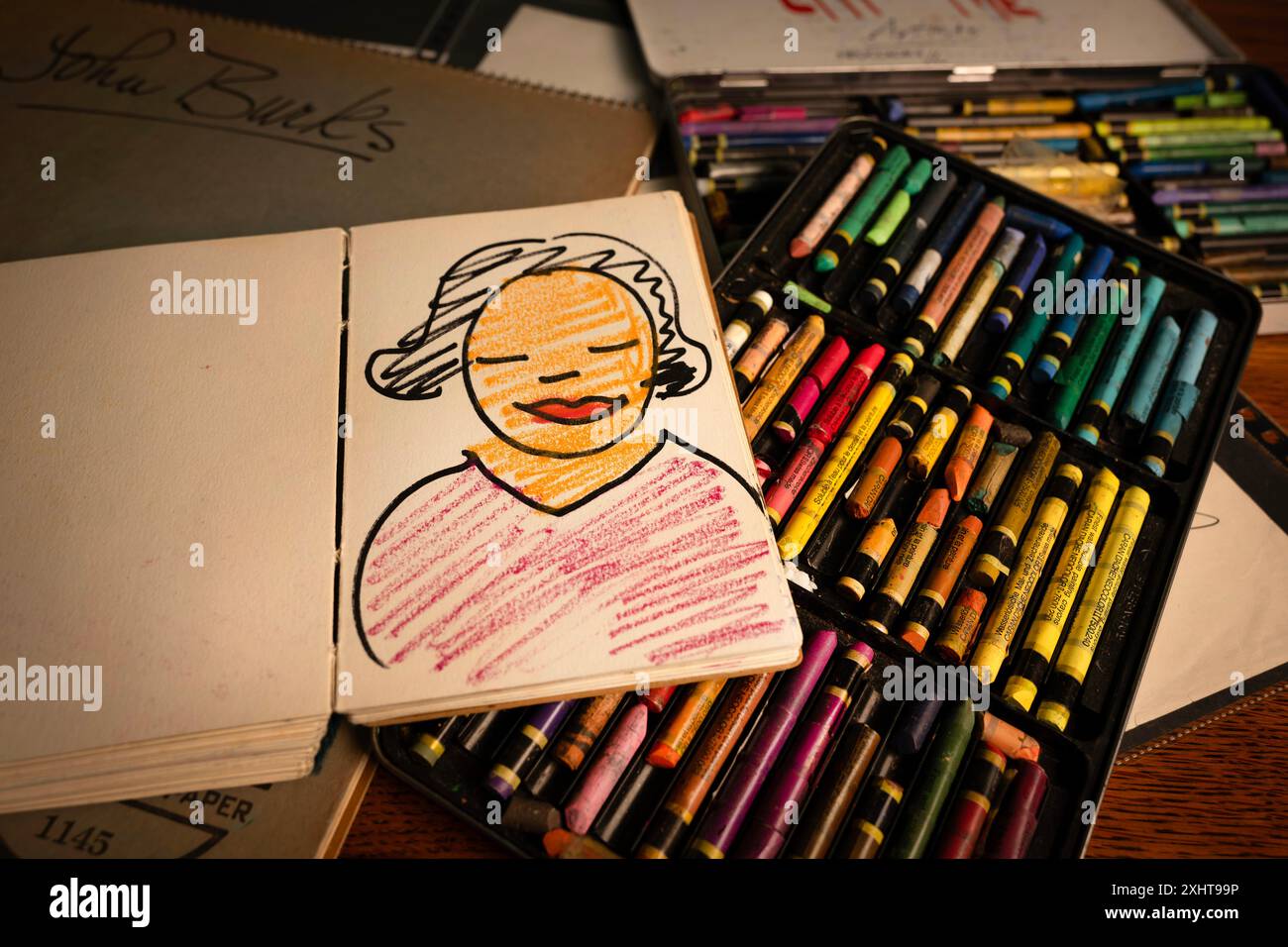 Atlanta, Georgia, USA. 14th July, 2024. A sketch book and assorted ...