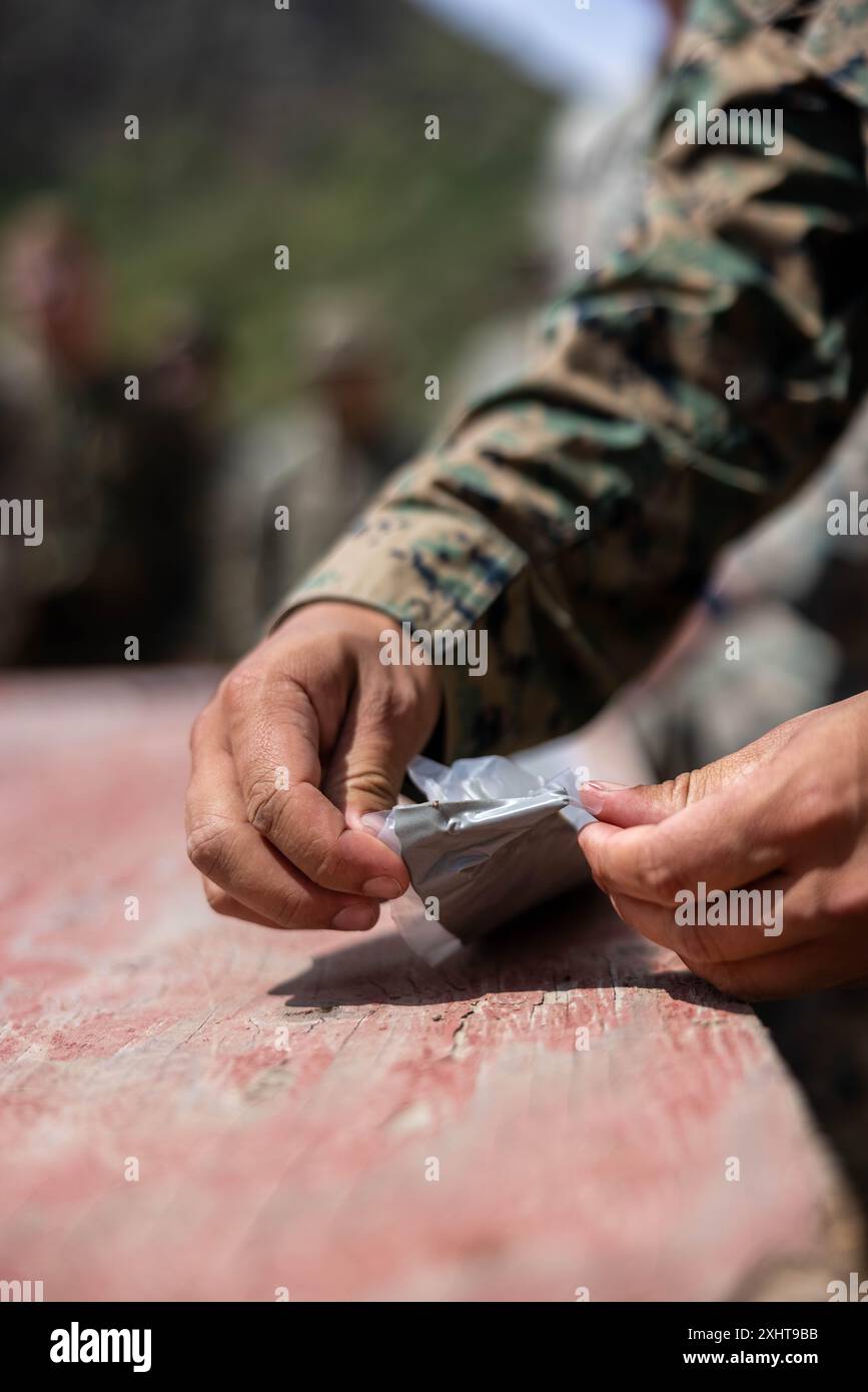 U.S. Marines with 1st Marine Division construct explosive charges ...