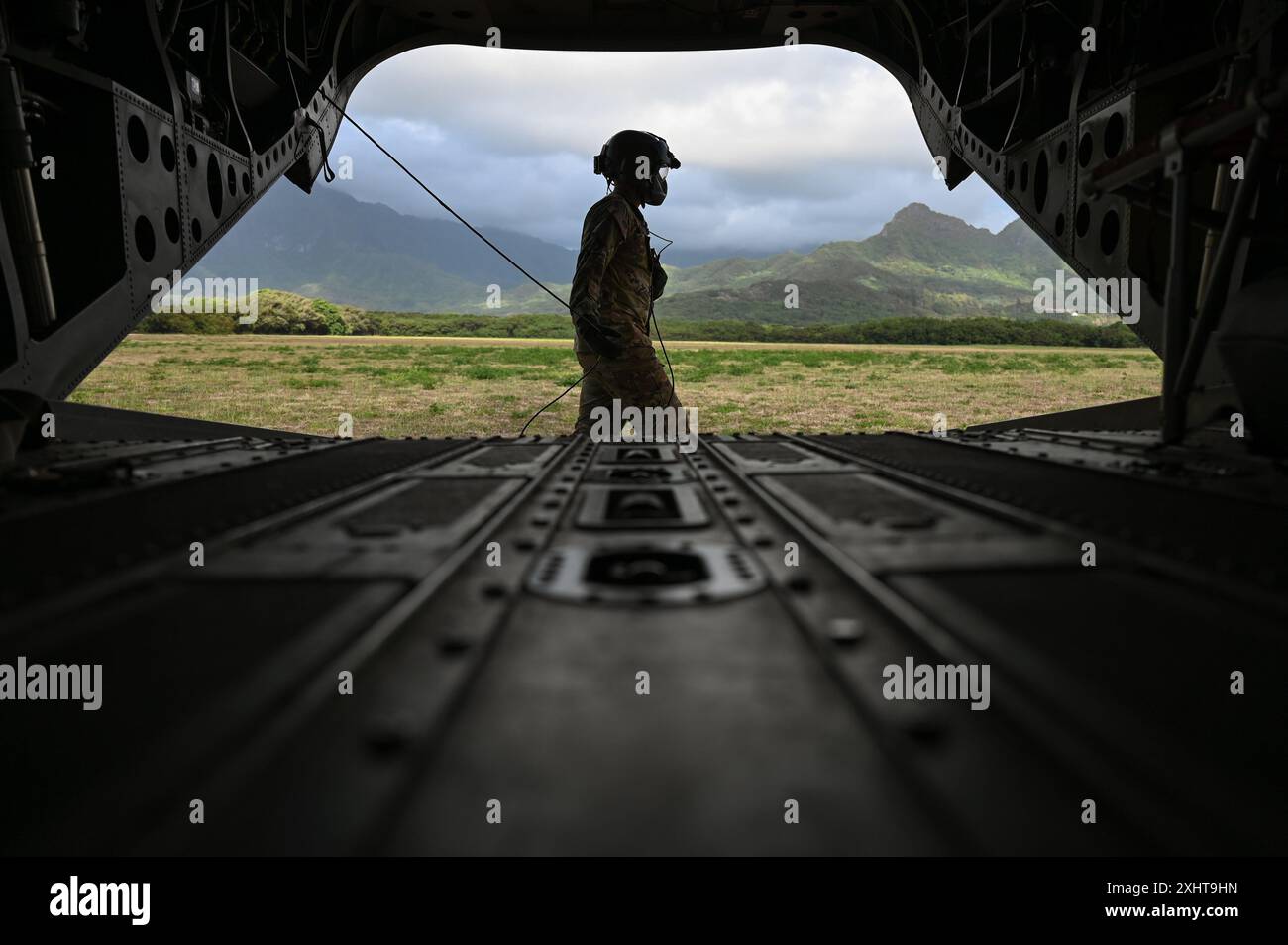 A U.S. Army flight engineer assigned to 3rd Battalion, 25th Aviation ...