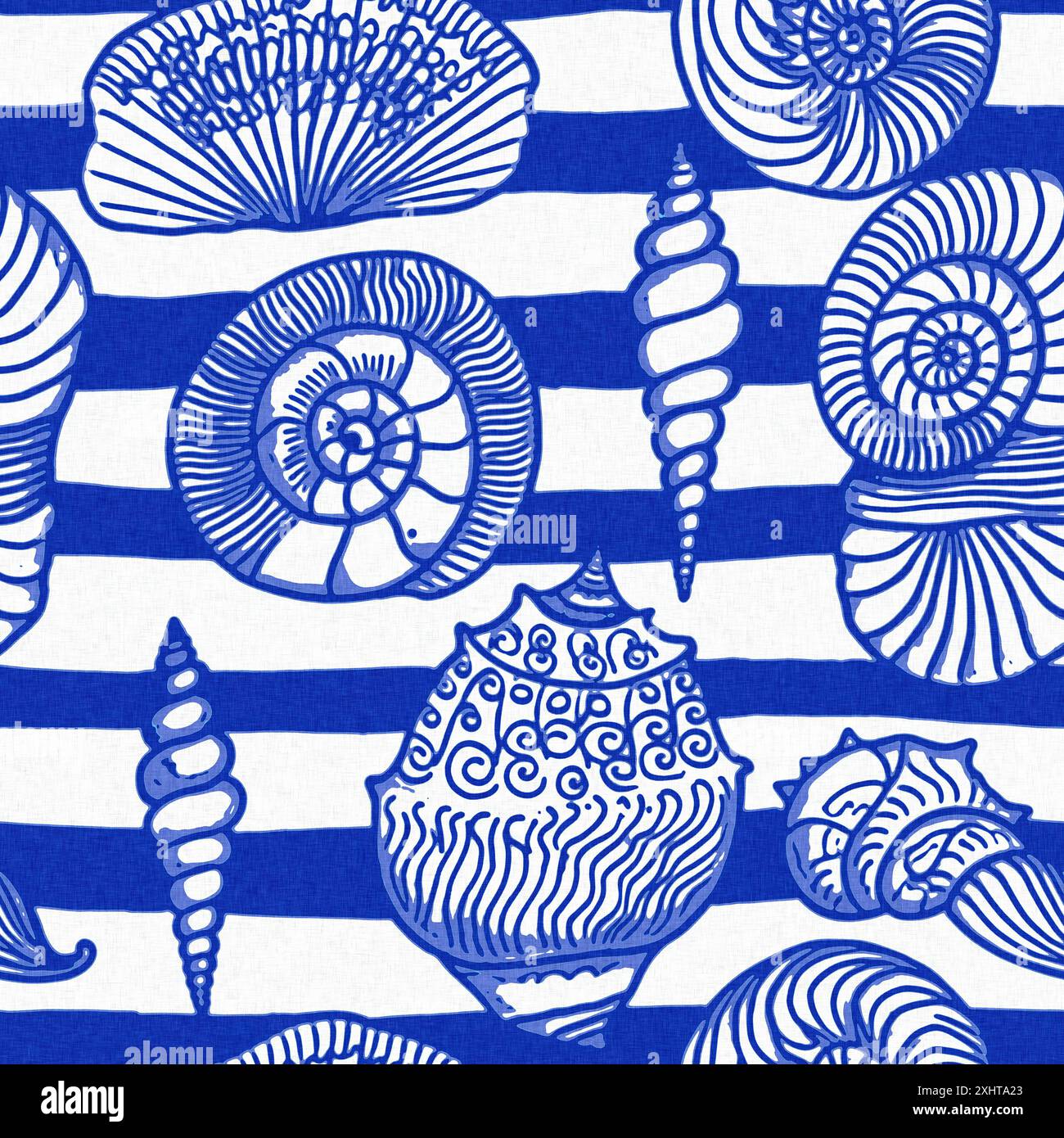 Azure blue white shell motif with linen seamless batik background ...