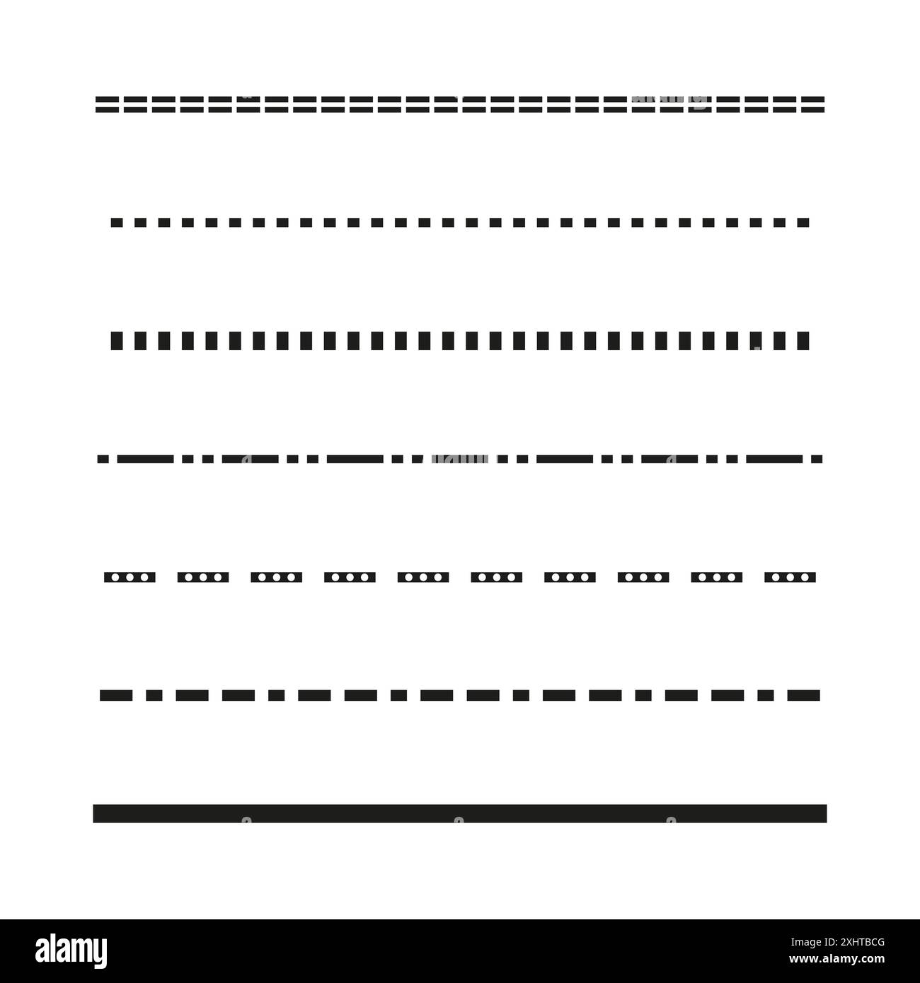 Dotted line set. Various dot patterns. Black on white. Vector ...