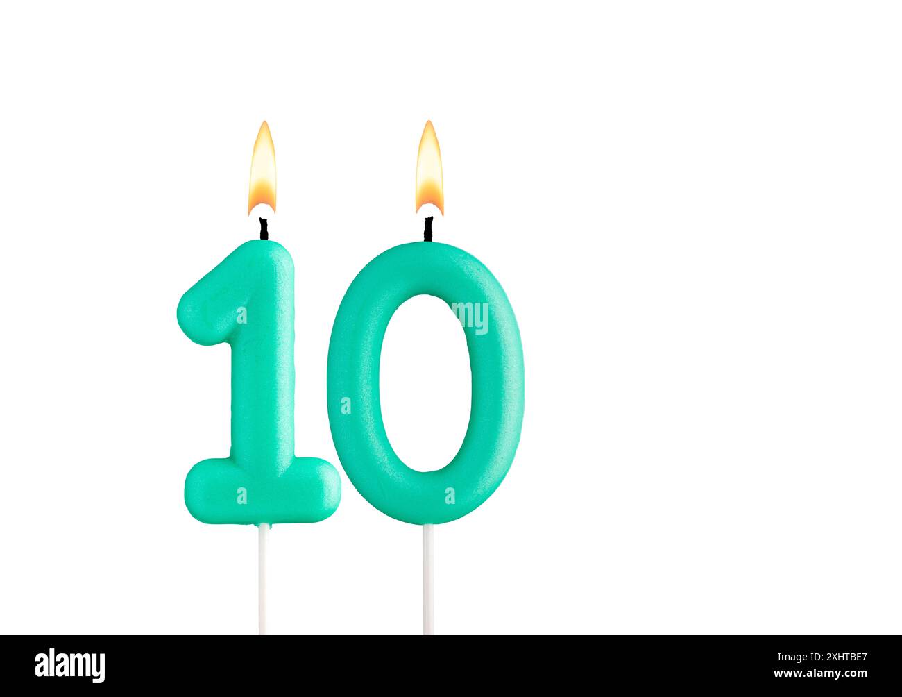 Birthday number 10 - Green birthday candle on white background Stock ...