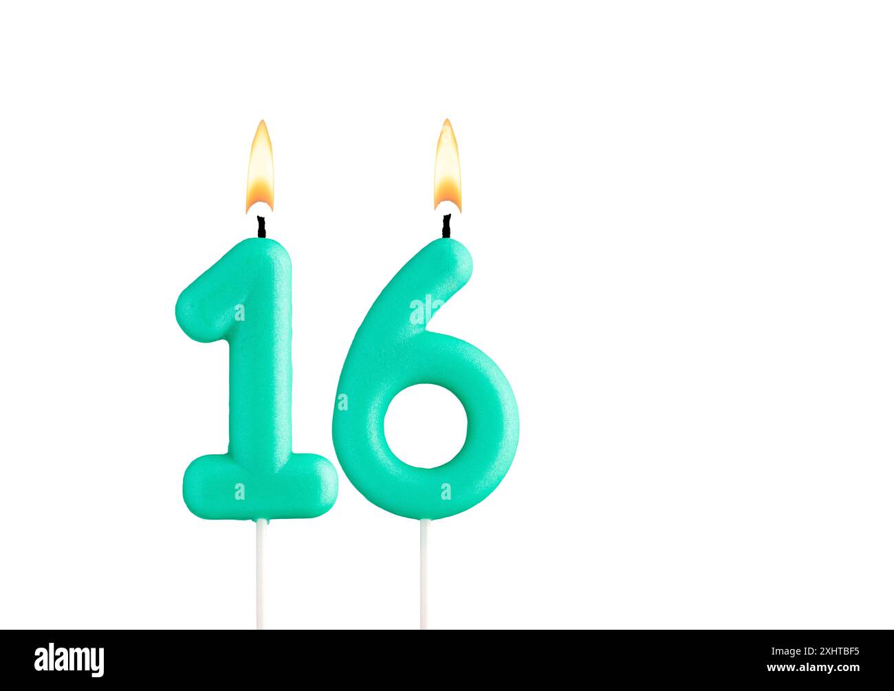Birthday number 16 - Green birthday candle on white background Stock ...