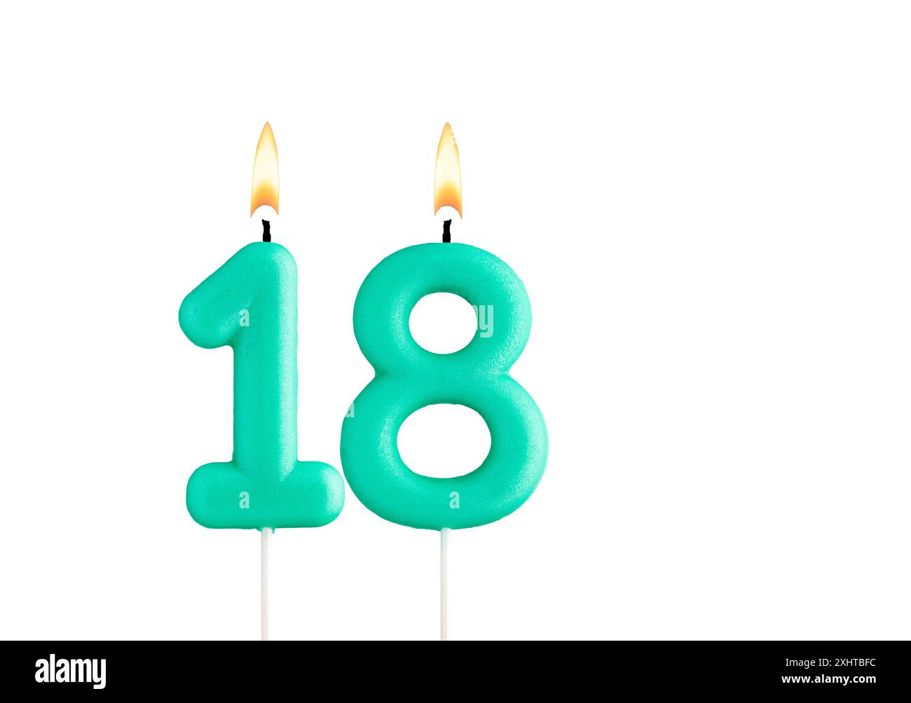 Birthday number 18 - Green birthday candle on white background Stock ...