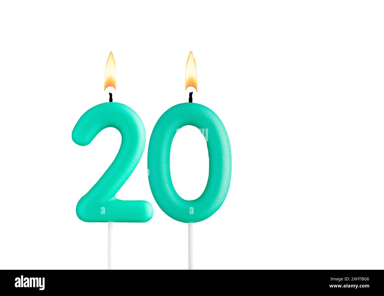 Birthday number 20 - Green birthday candle on white background Stock ...