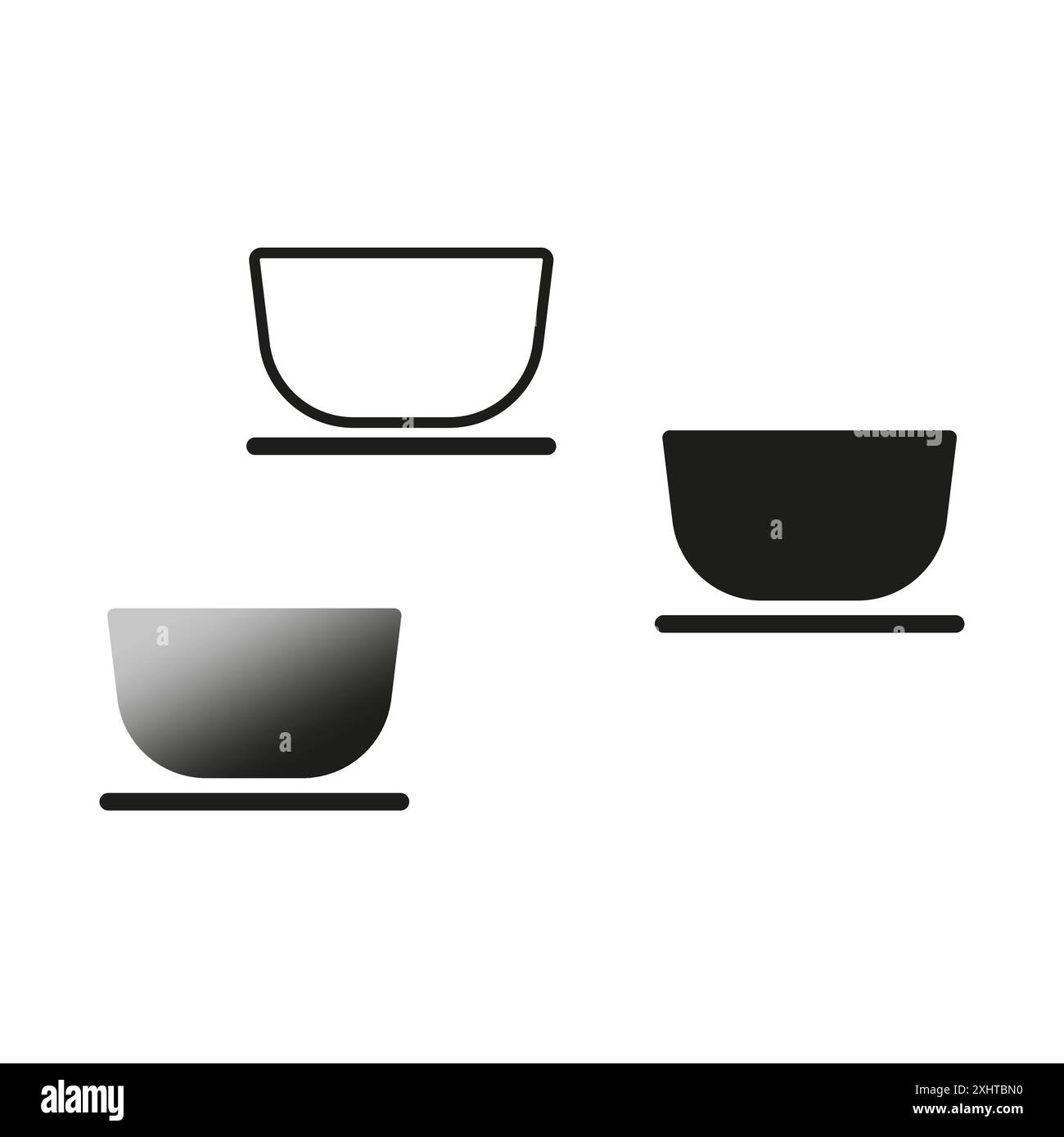 Simple bowl icons. Varied shading styles. Minimalist design. Vector ...