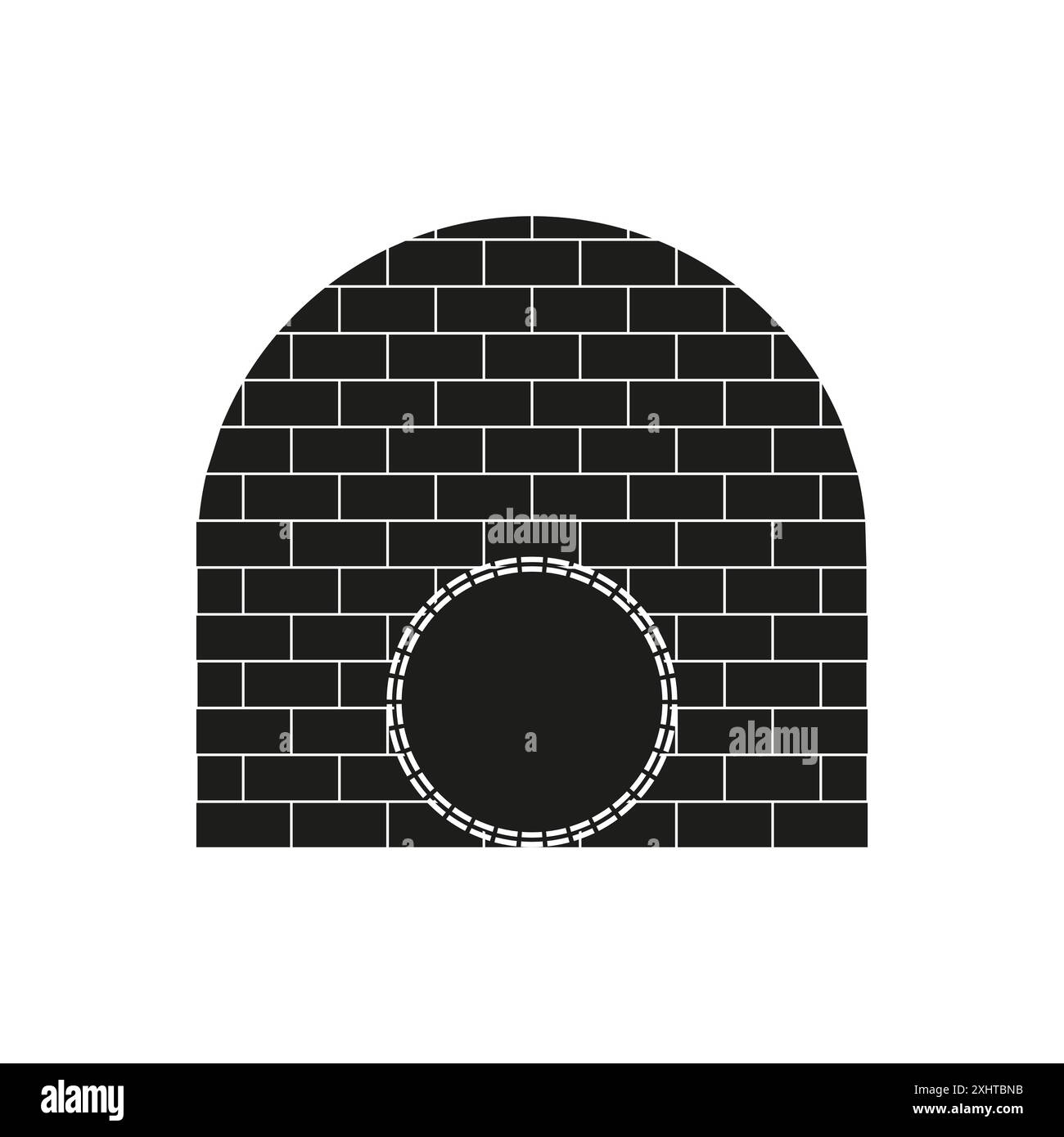Brick oven icon. Semi-circle structure. Black and white. Vector ...