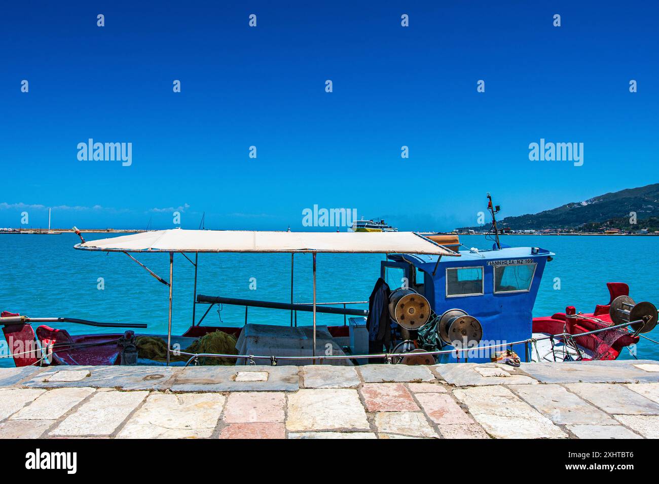 Zakynthos, Greece - June 8 2024: Traditional wooden fishing boat in ...