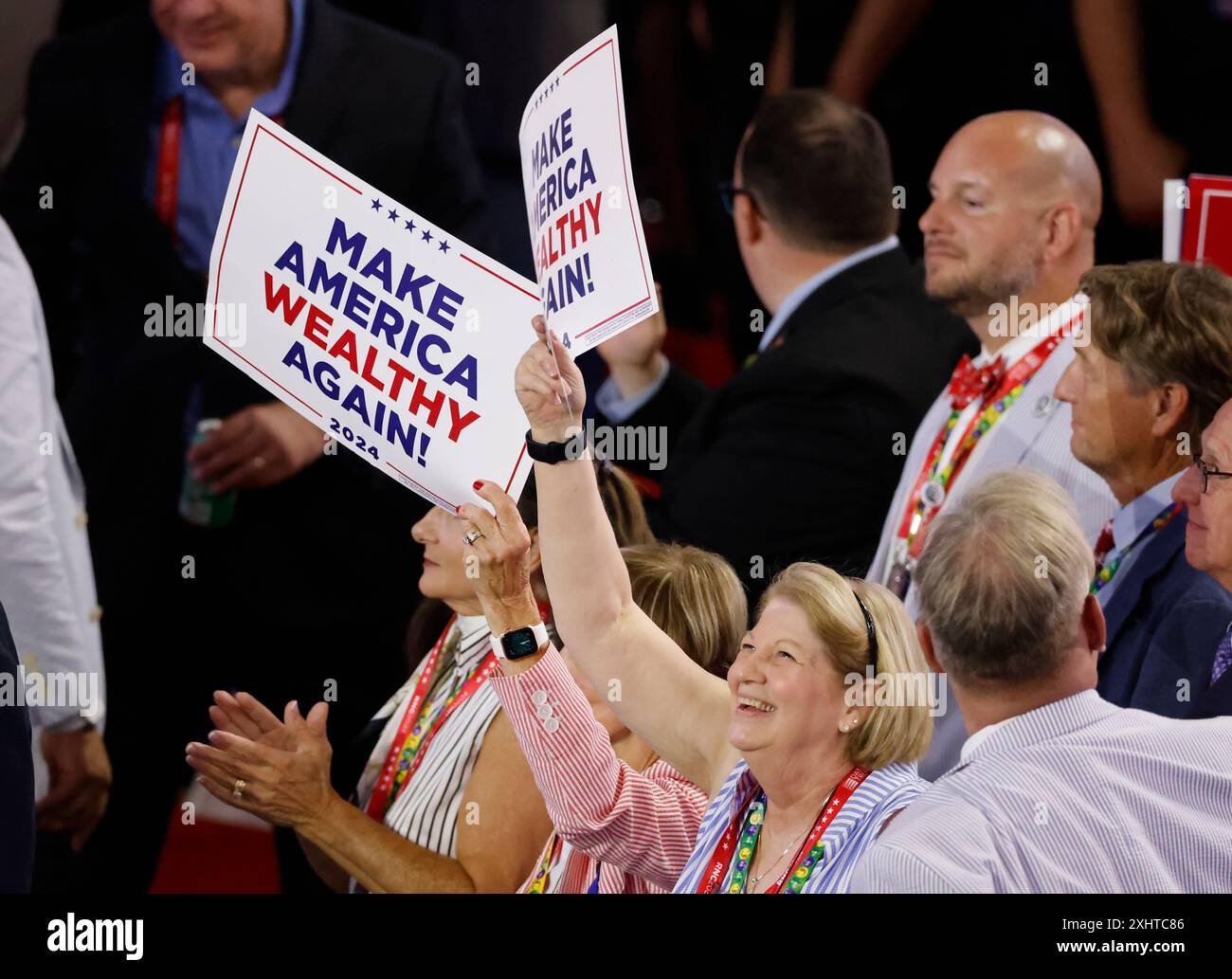 Milwaukee, United States. 15th July, 2024. Delegates dance and wave ...