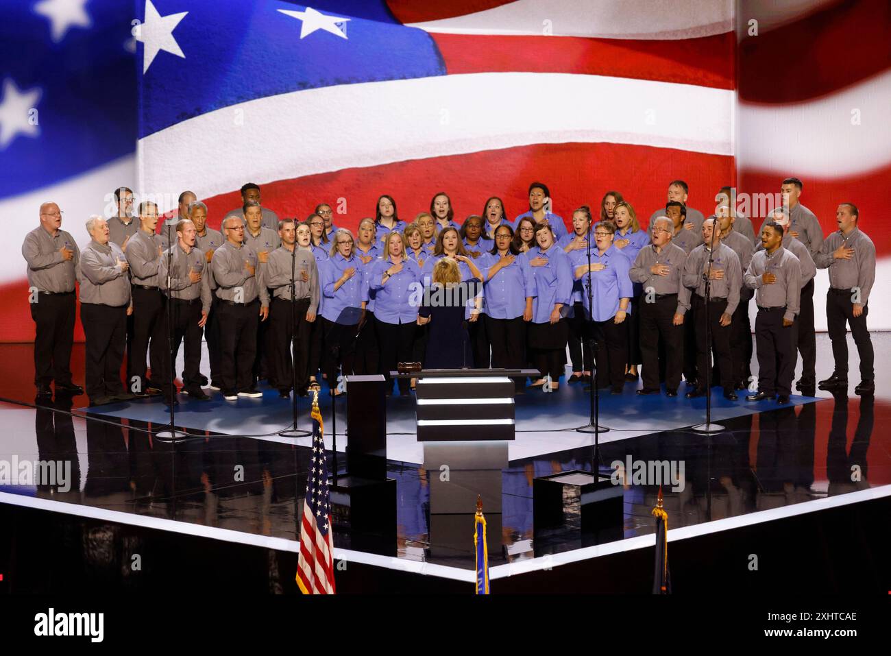 Milwaukee, United States. 15th July, 2024. A choir leads delegates in ...