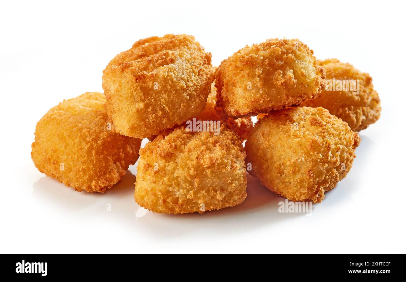 fried fish fillet nuggets isolated on white background Stock Photo - Alamy