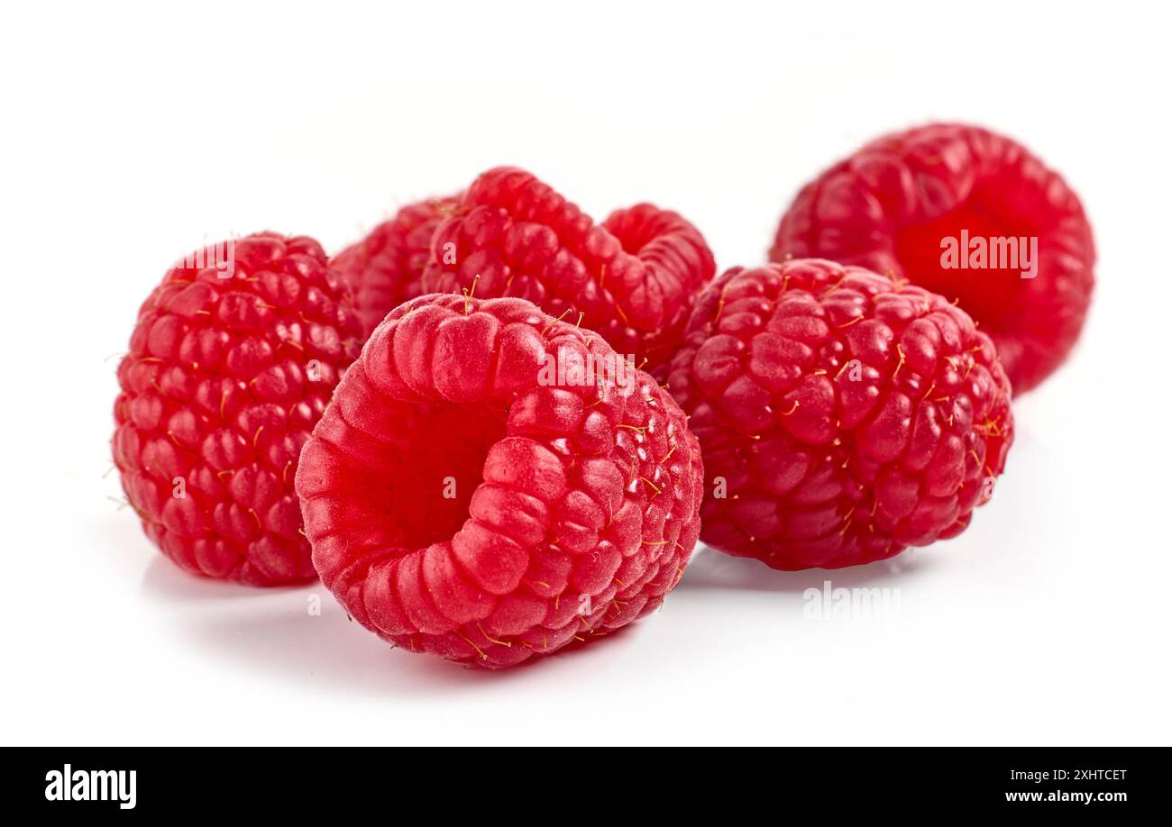 fresh ripe raspberries isolated on white background Stock Photo - Alamy