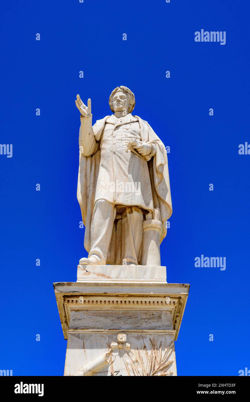 Zakynthos, Greece - June 8 2024: The statue of Dionysios Solomos ...