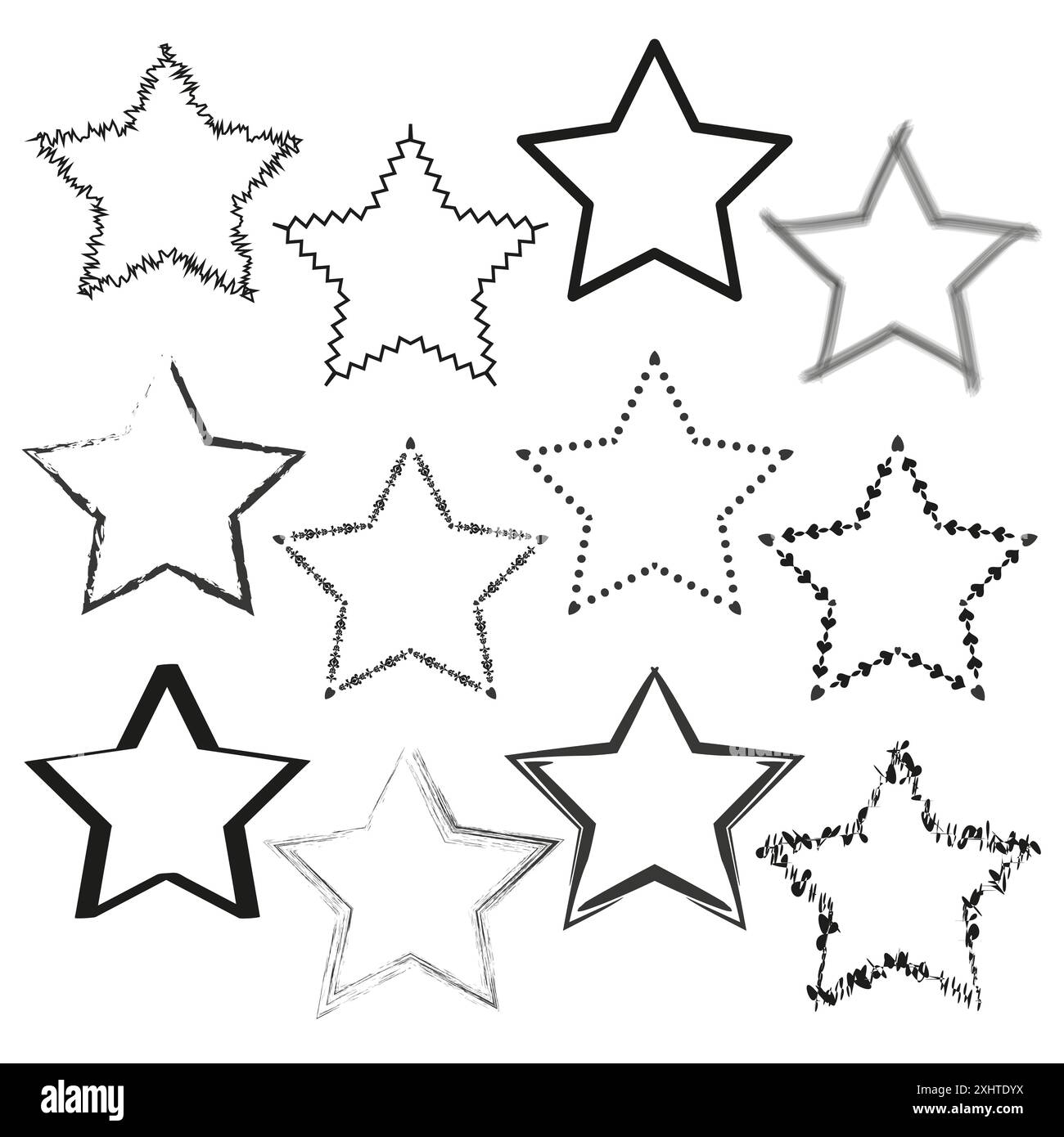 Star icons. Varied outline designs. Creative star shapes. Vector ...