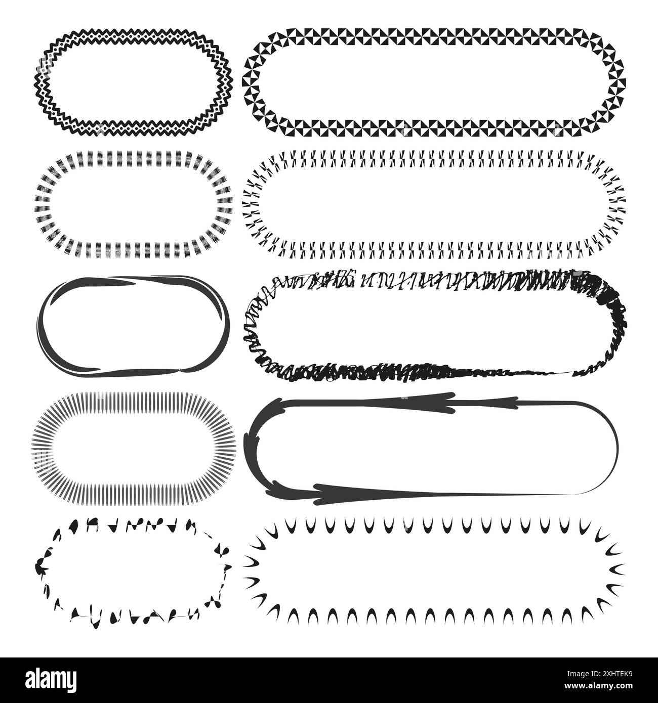 Oval frame collection. Drawn borders set. Vector illustration ...