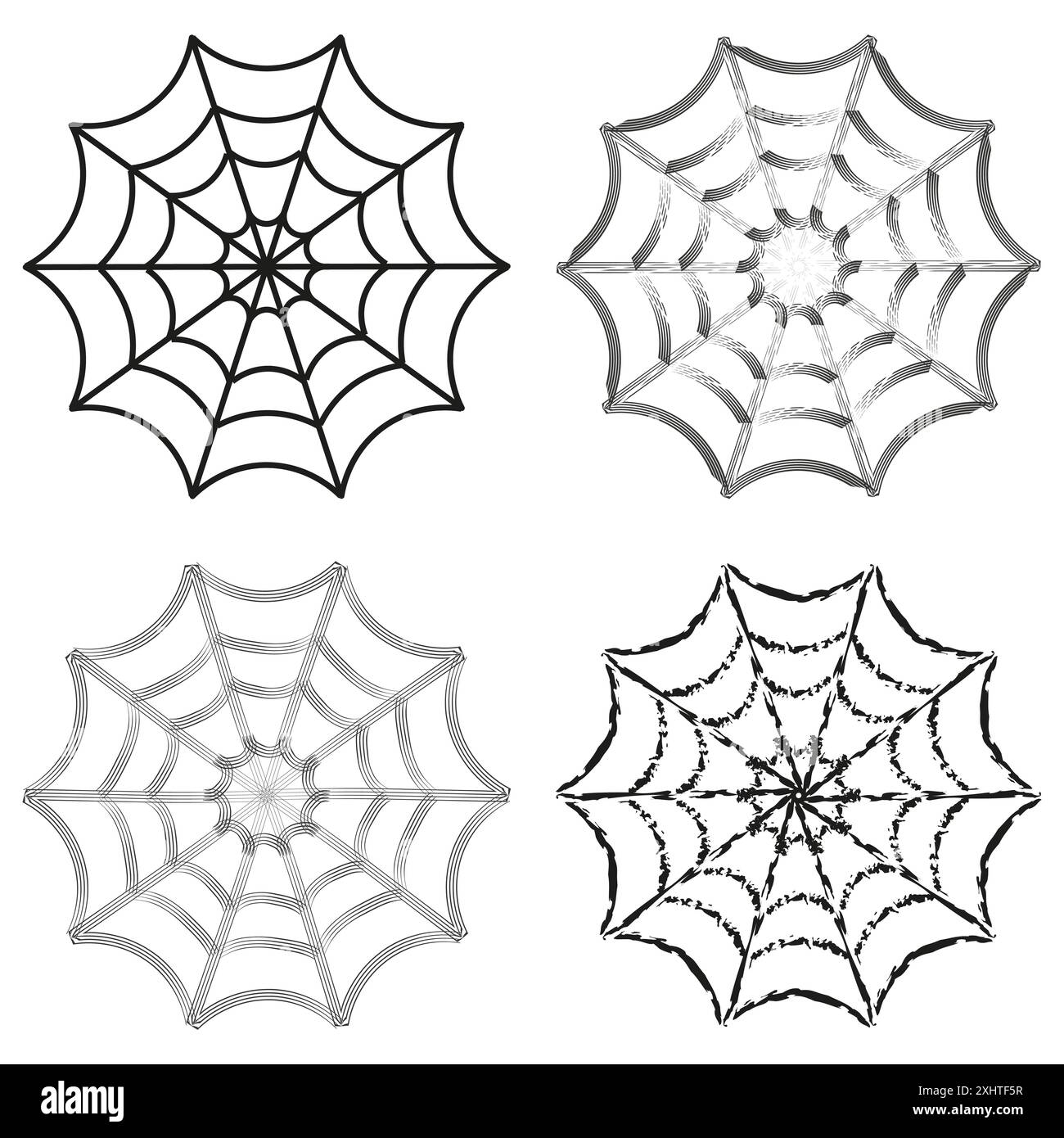 Spider web set. Black and white collection. Various web designs ...