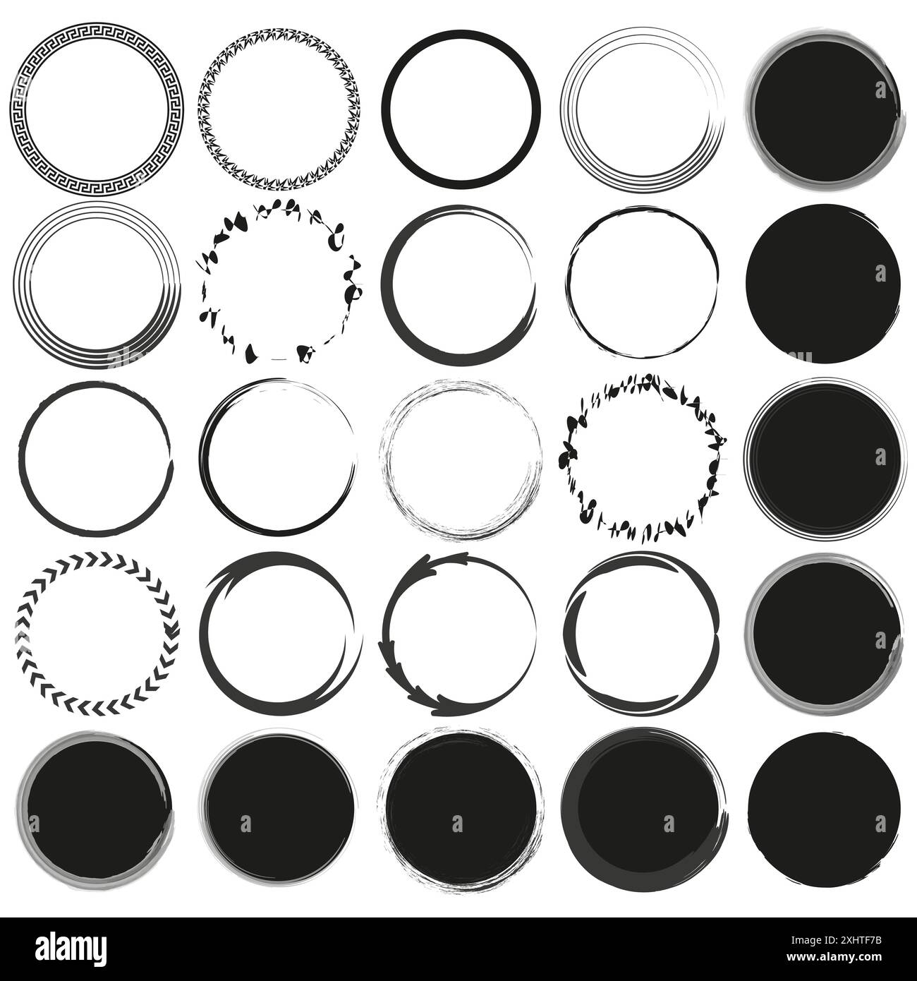 Decorative circle frames. Various black and white designs. Abstract ...