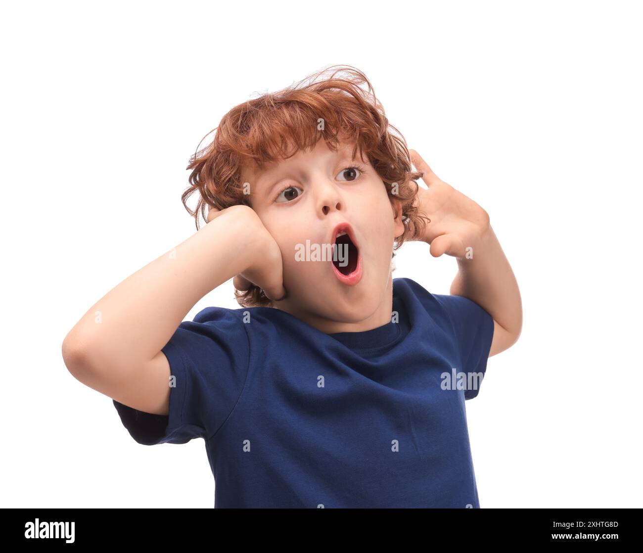 Portrait of emotional little boy on white background Stock Photo - Alamy