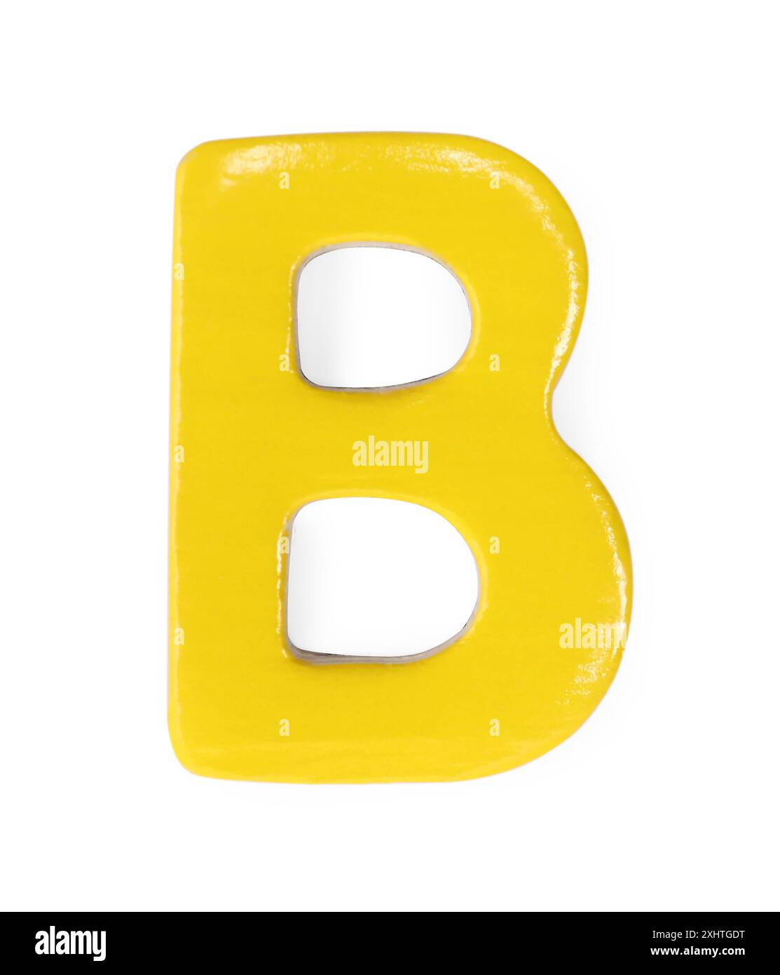 Yellow magnetic letter B isolated on white, top view. Alphabet Stock ...