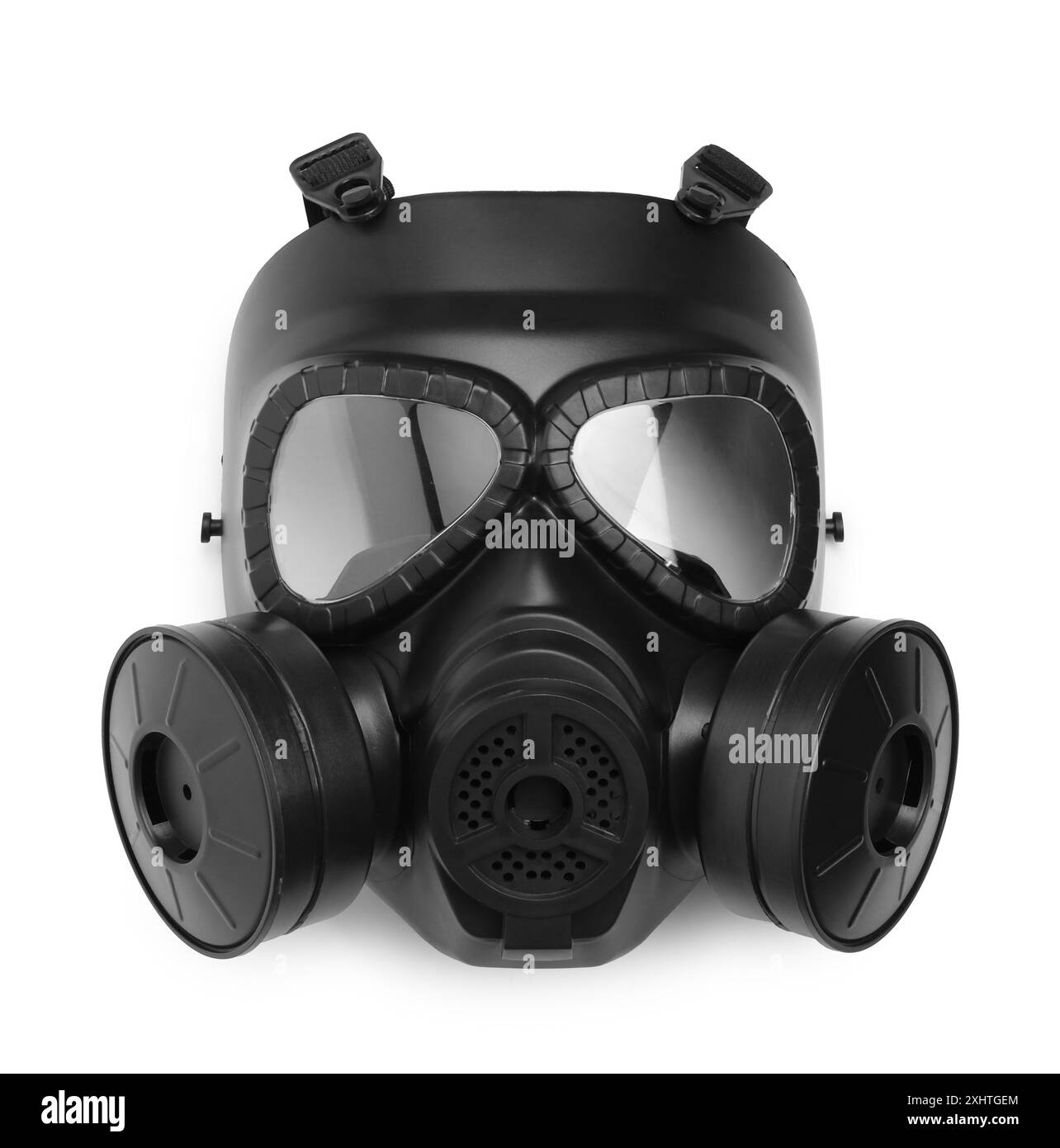 One gas mask on white background, top view Stock Photo - Alamy