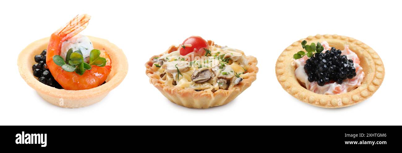 Set of different canapes isolated on white Stock Photo - Alamy